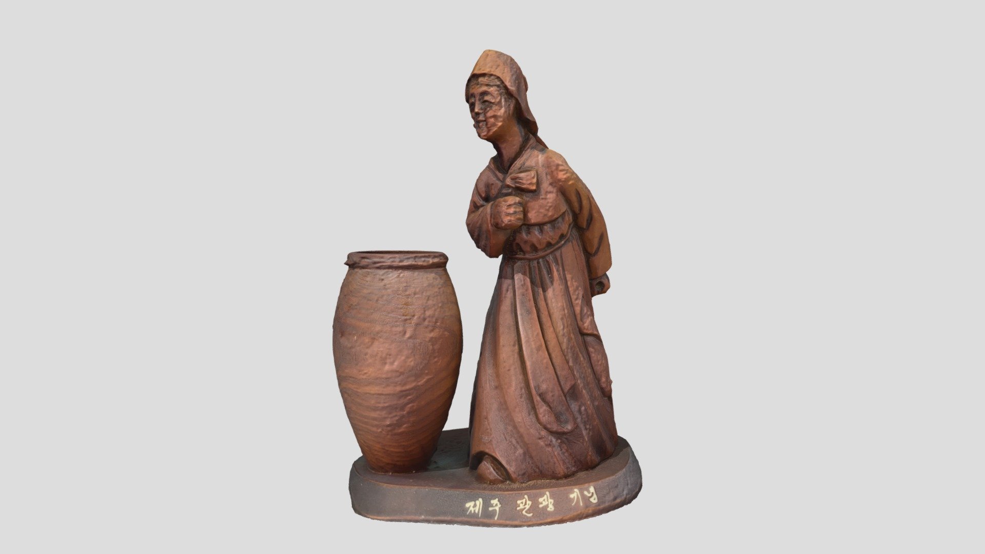 Wooden Korean Lady Statue - Buy Royalty Free 3D model by tantalizinc ...