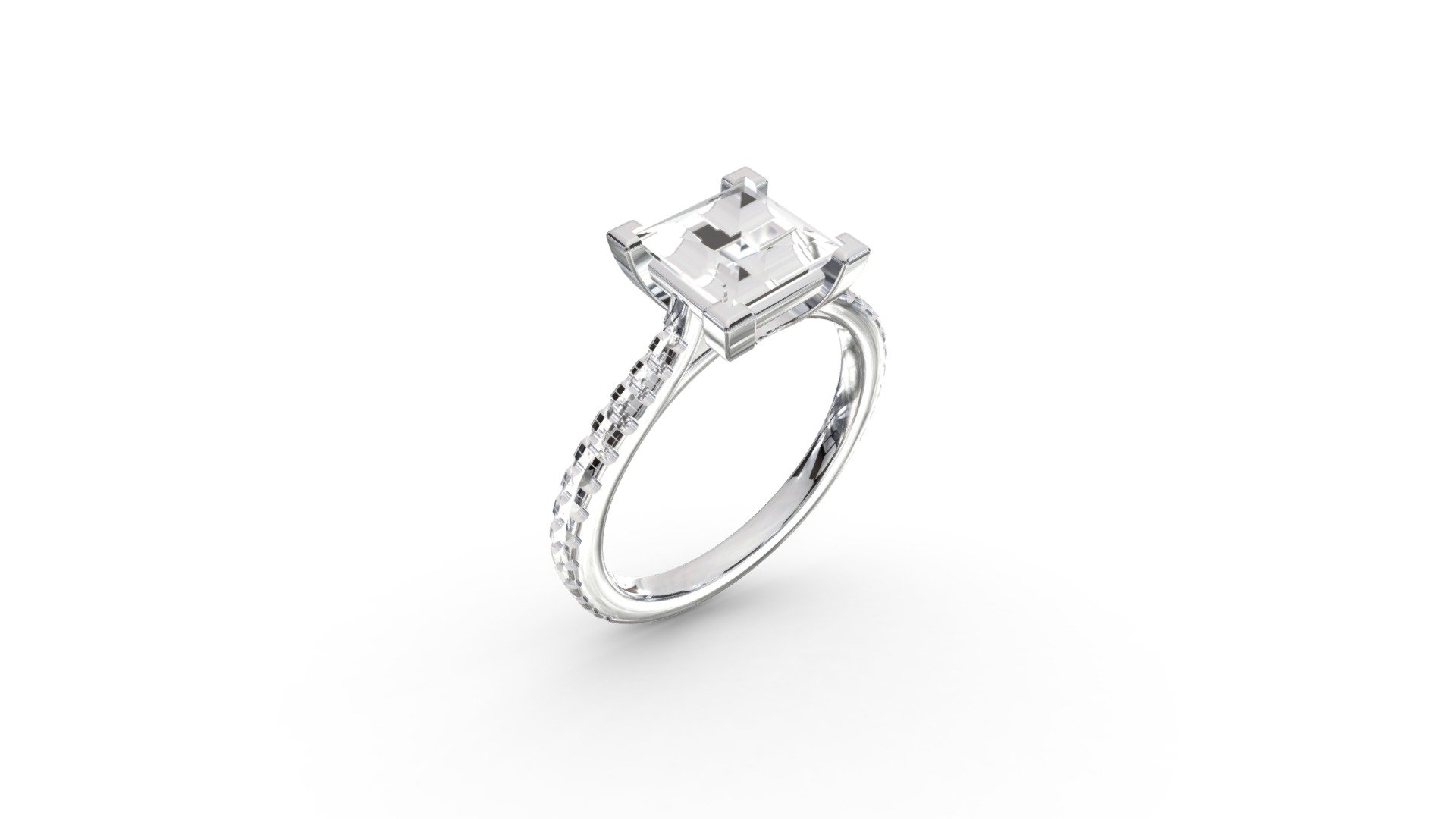 Princess U Design Engagement Ring v2 - 3D model by Luis Rocha ...