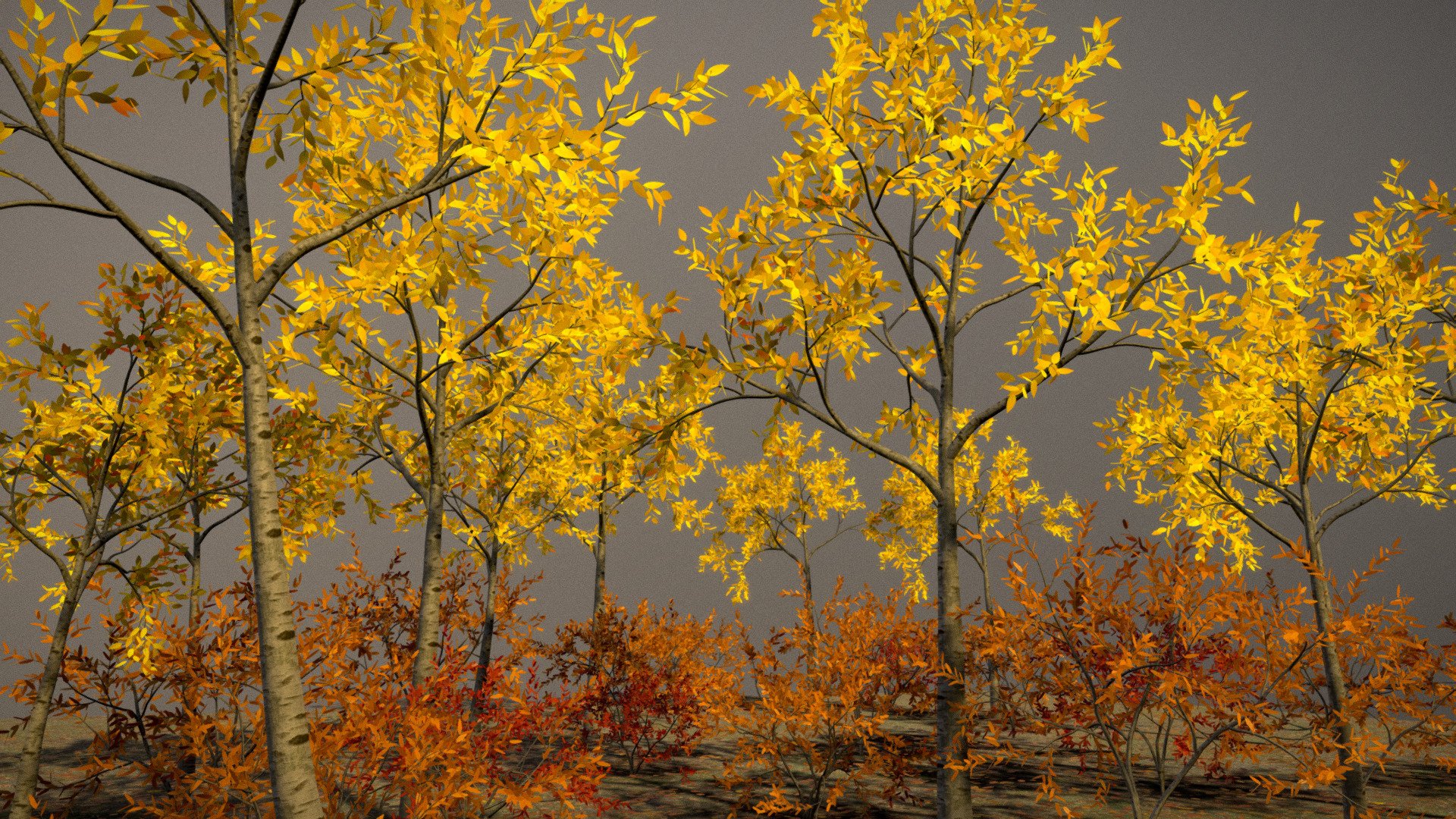 Autumn Trees and Bushes Scene - Buy Royalty Free 3D model by Jagobo ...