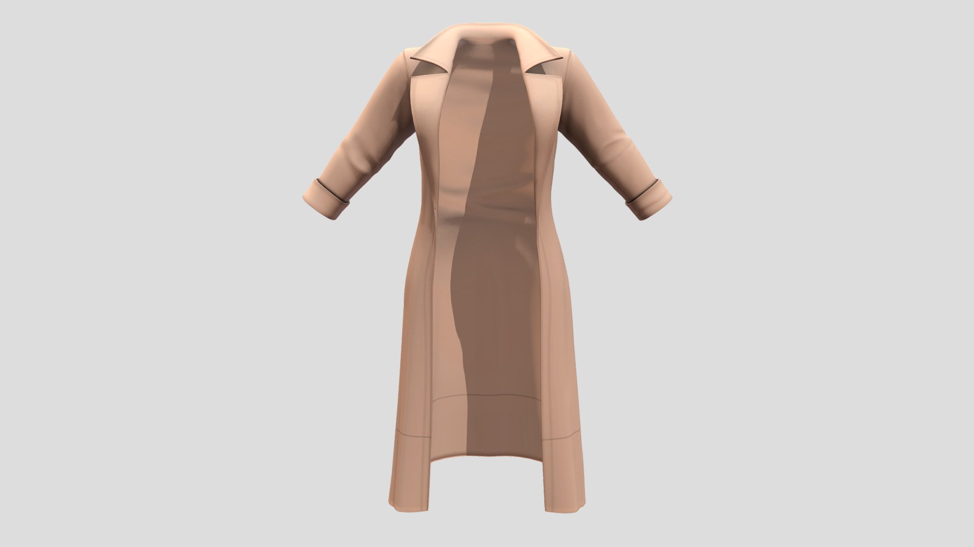 Female Open Front Long Brown Coat - Buy Royalty Free 3D model by 3dia ...