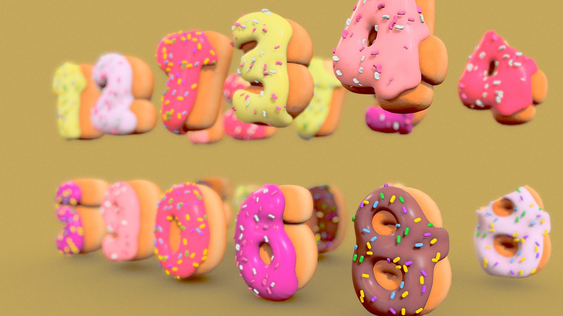 Donut numbers - Buy Royalty Free 3D model by Naira (@naira001) [e8e0a53 ...