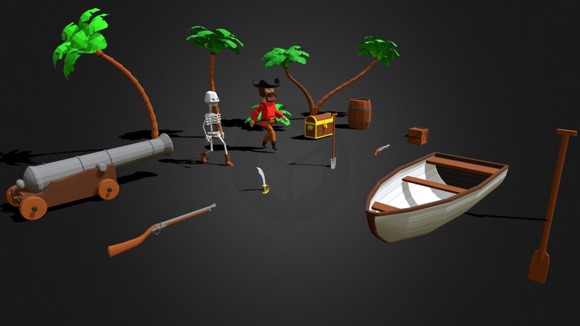 Pirate theme low poly assets - 3D model by gallacs [e8ee800] - Sketchfab