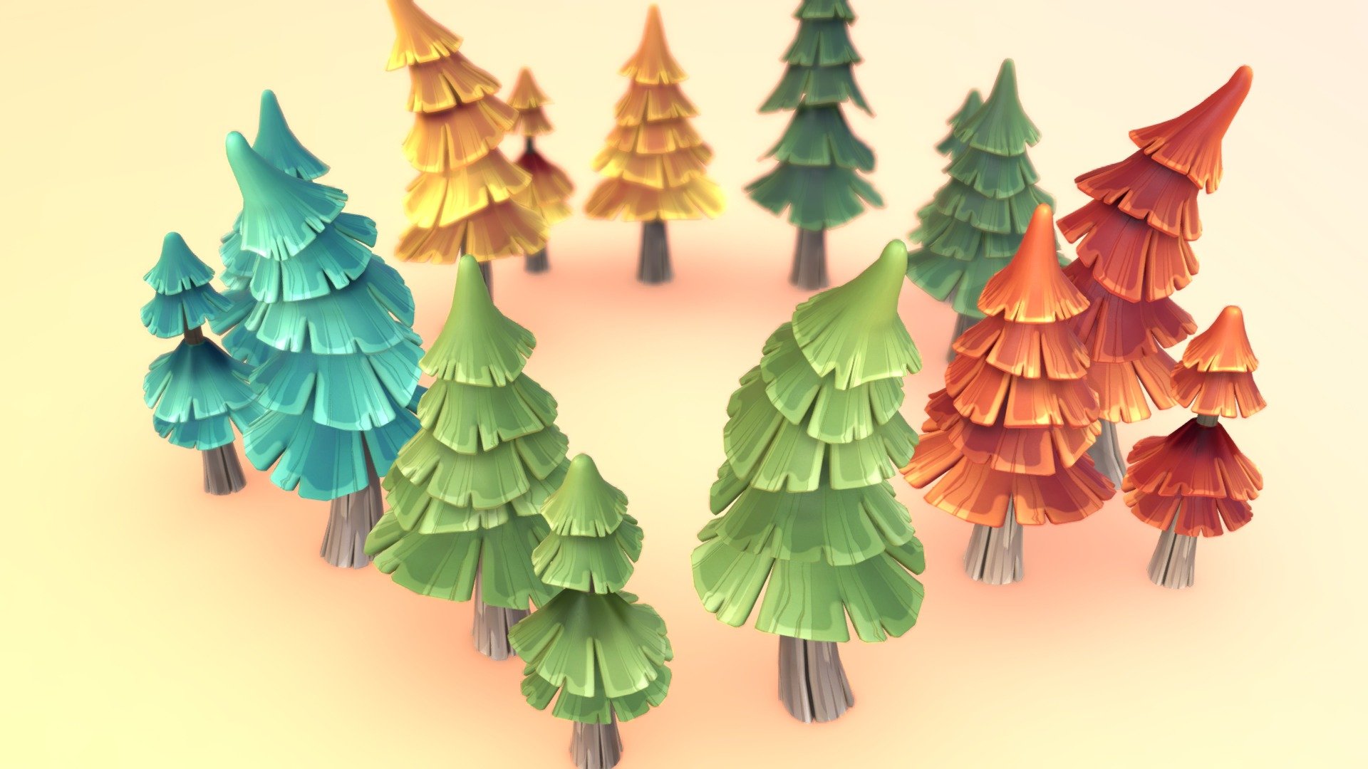 Pine Trees 004 - Buy Royalty Free 3D model by Stylized Box (@Stylized ...