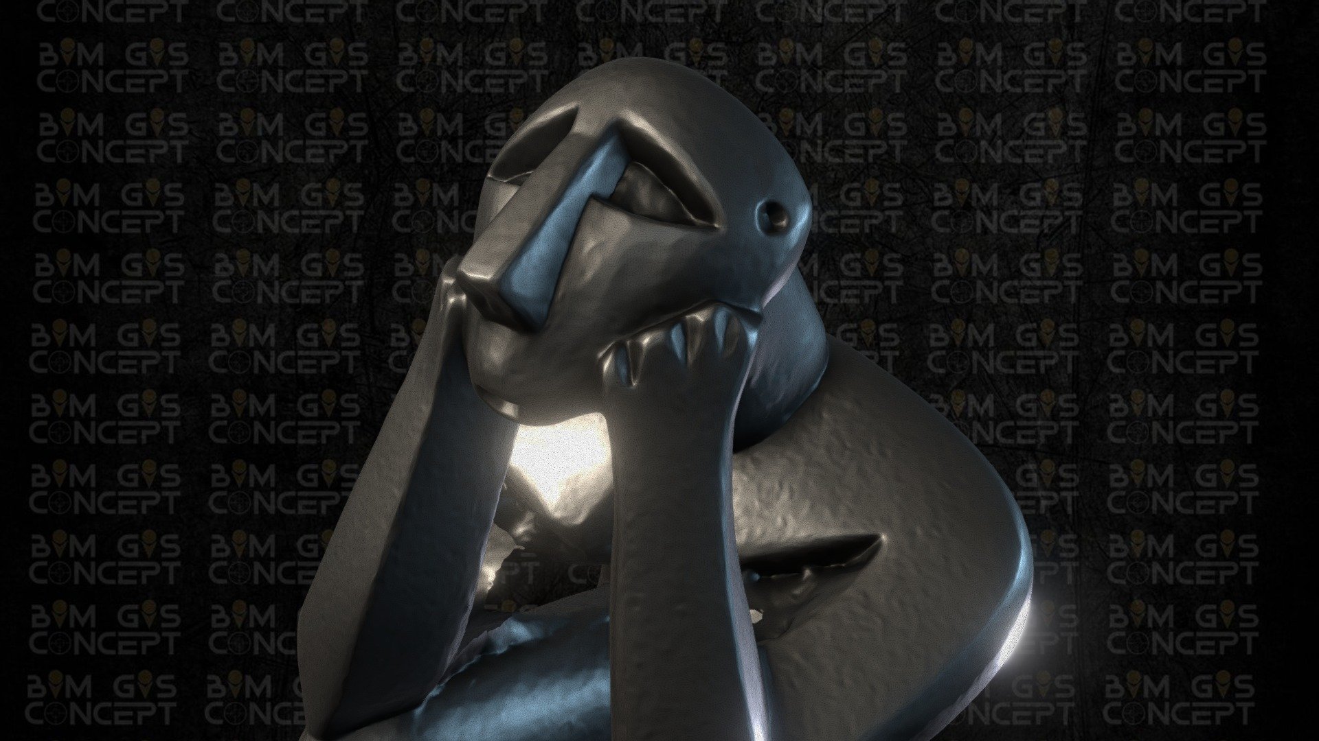 "The thinker" of Hamangia - Download Free 3D model by BIM GIS Concept ...