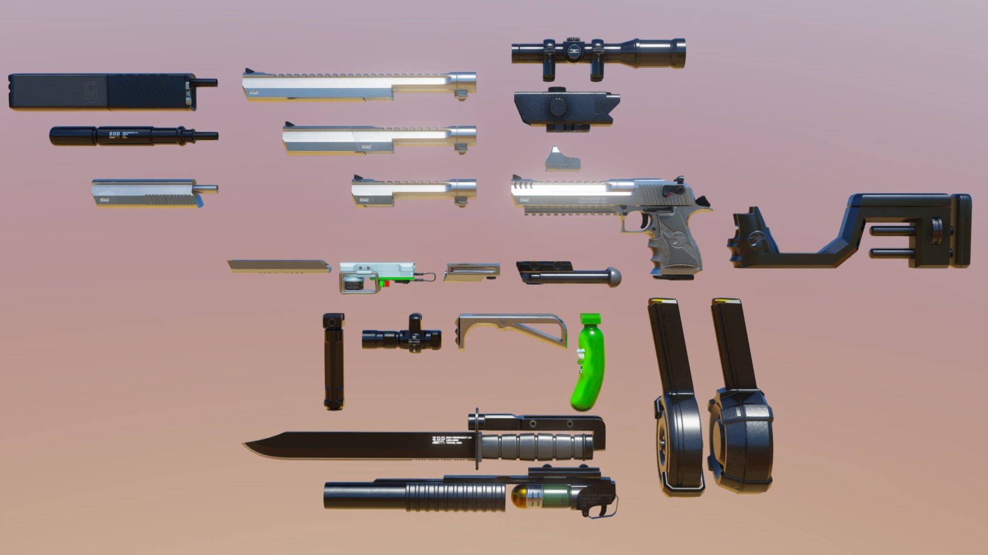 Tacticool Desert Eagle with Attachments - Buy Royalty Free 3D model by ...