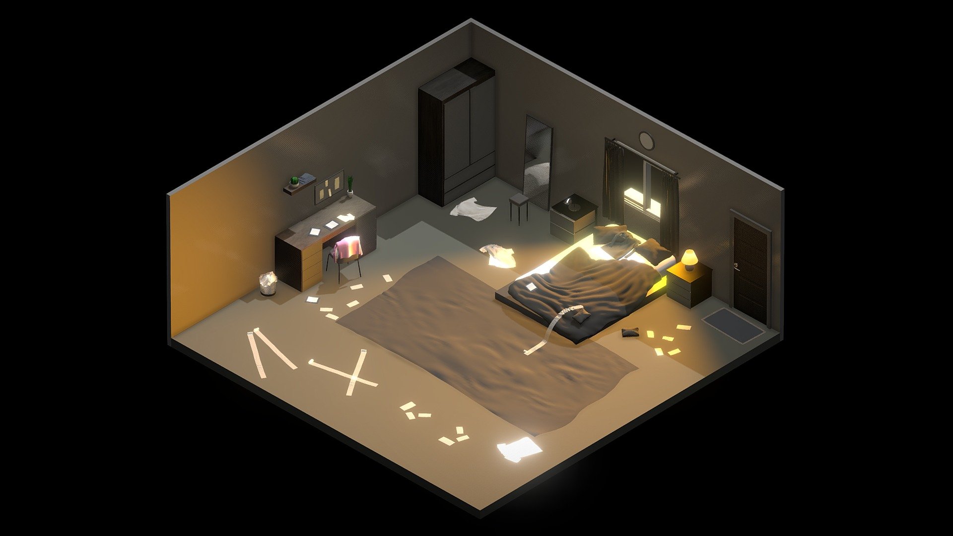 Greyscale Isometric Room - 3D model by felixandreas [e90a81a] - Sketchfab