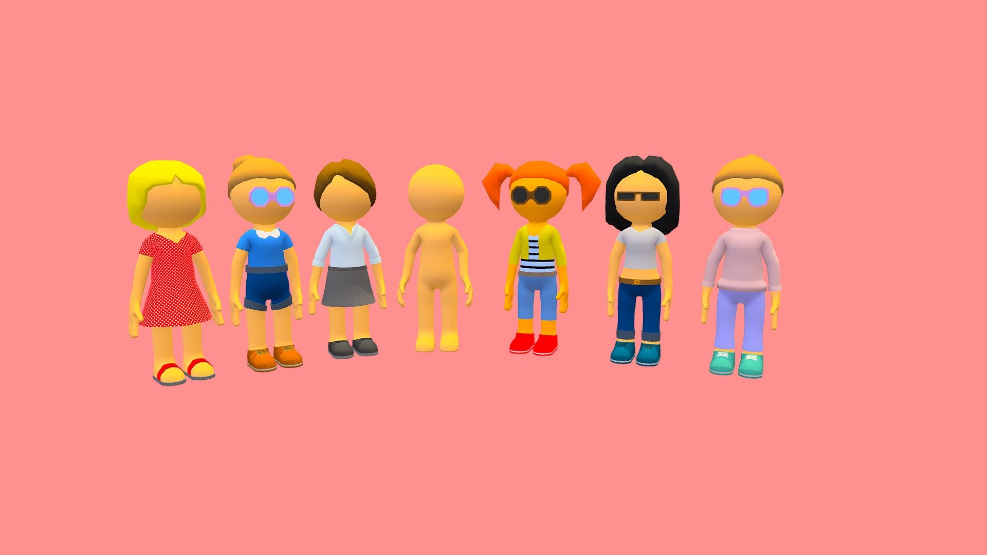 Hyper-Casual Characters pack 3 (woman's) - Buy Royalty Free 3D model by ...