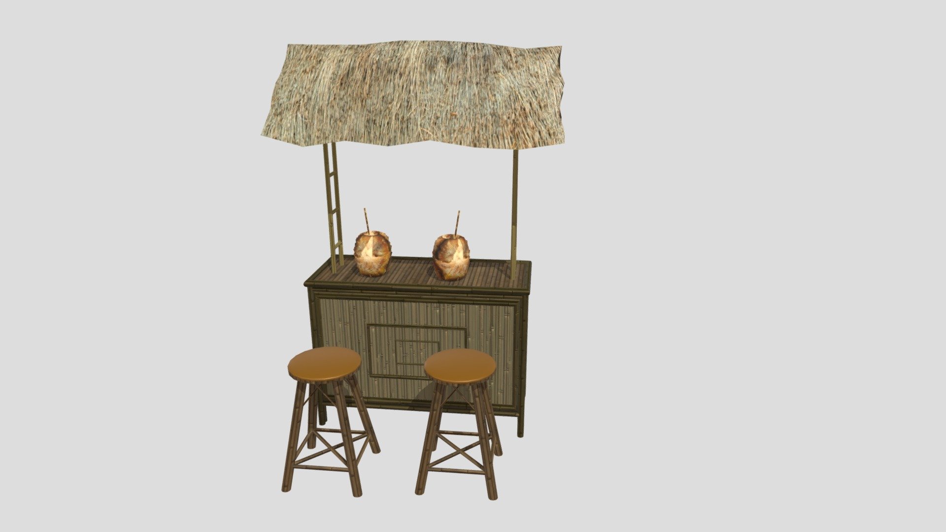 Tiki Bar and Pineapple Drinks - Download Free 3D model by KristaPolito ...