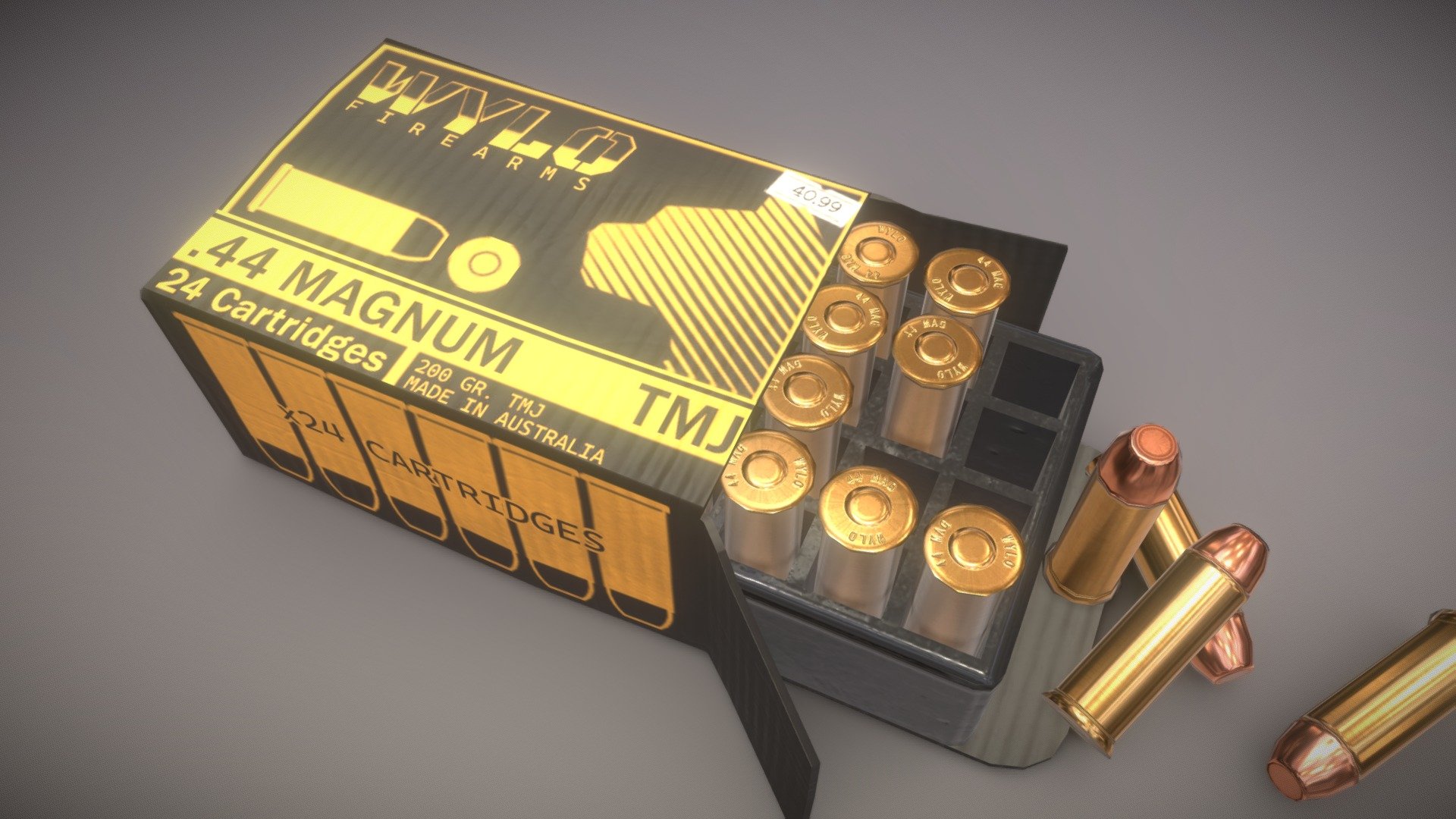 .44 Magnum Cartridges - 24 Round Box - Download Free 3D model by ...