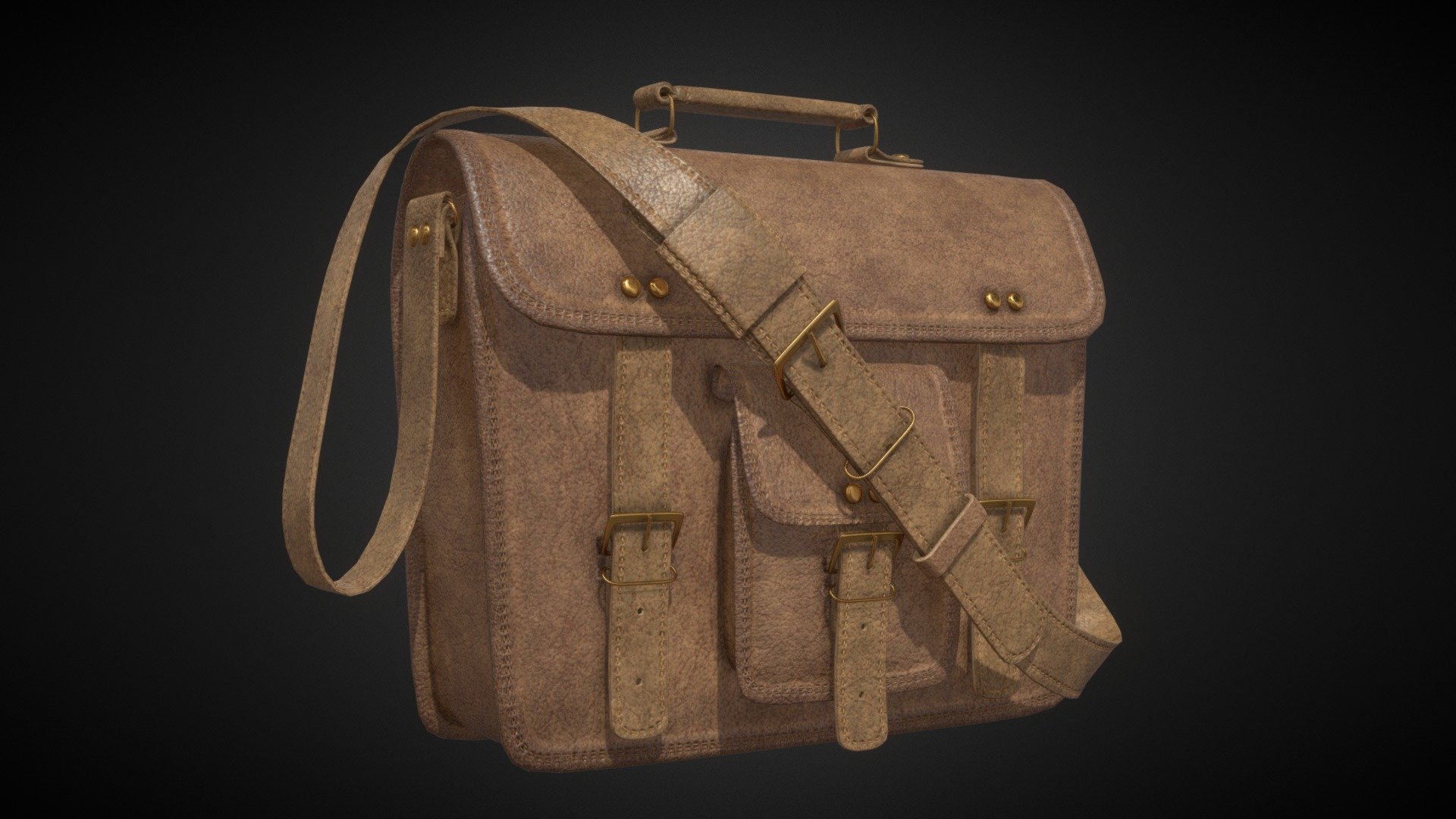 Leather Messenger Bag - Buy Royalty Free 3D model by Shibu Saha ...