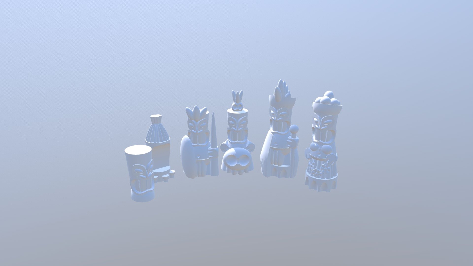 Copy Of Full Tiki #chess Set - 3D model by hunnychiko [e95754e] - Sketchfab