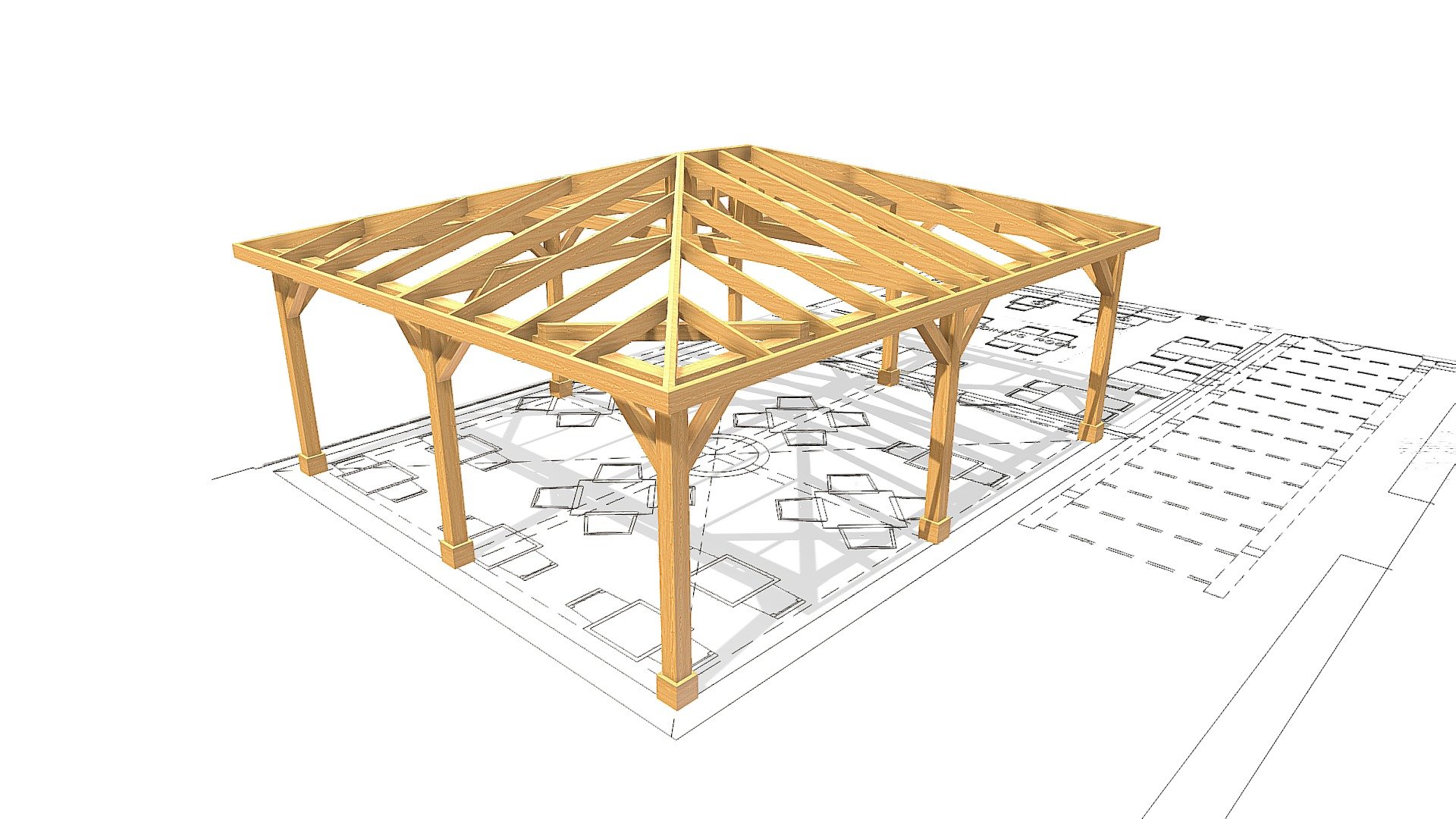 Custom Hip Roof 30 ft L x 26 ft W - 3D model by Forever Redwood ...