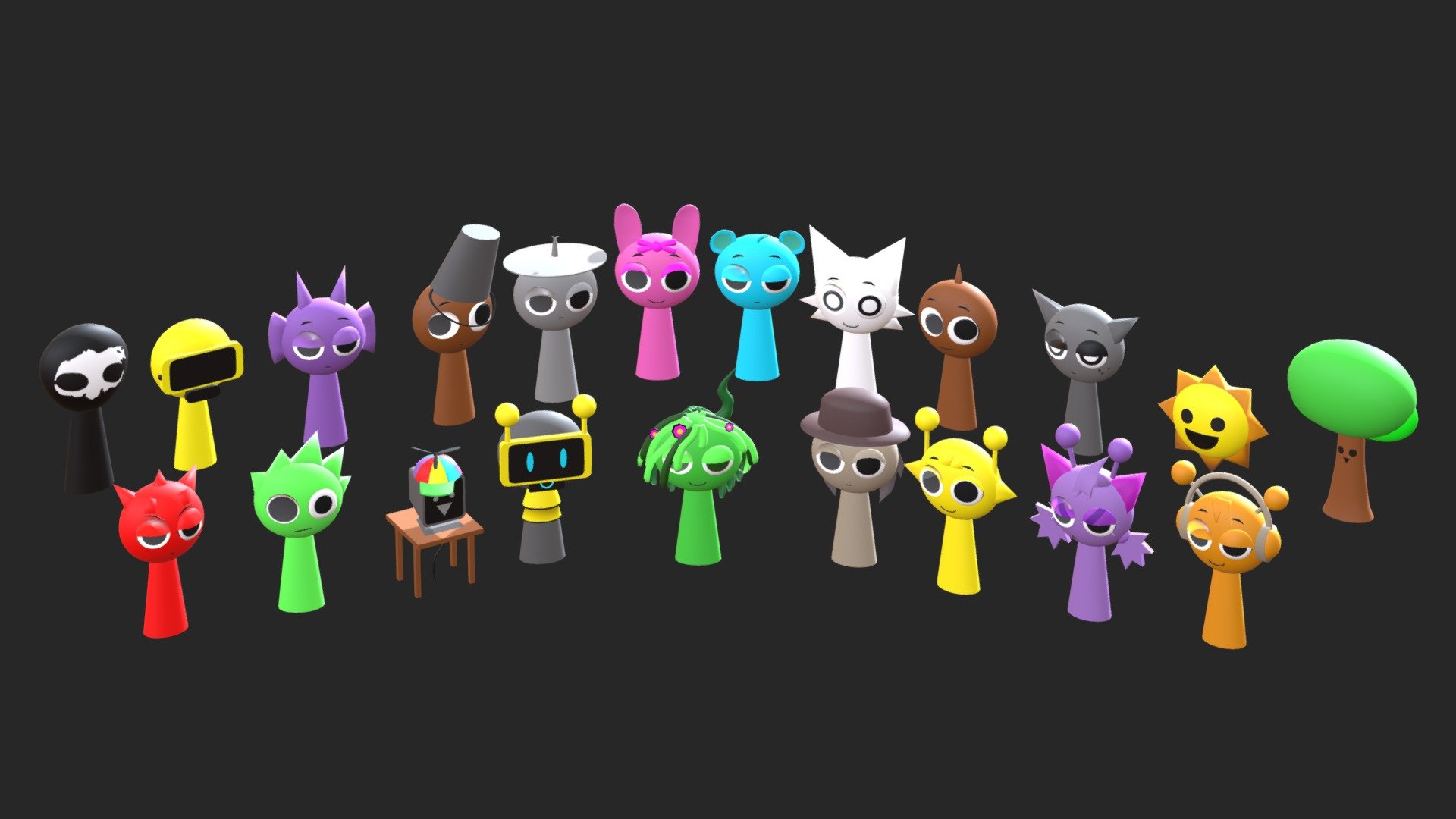 Sprunki 3D Characters - 3D model by gameVgames [e964c18] - Sketchfab