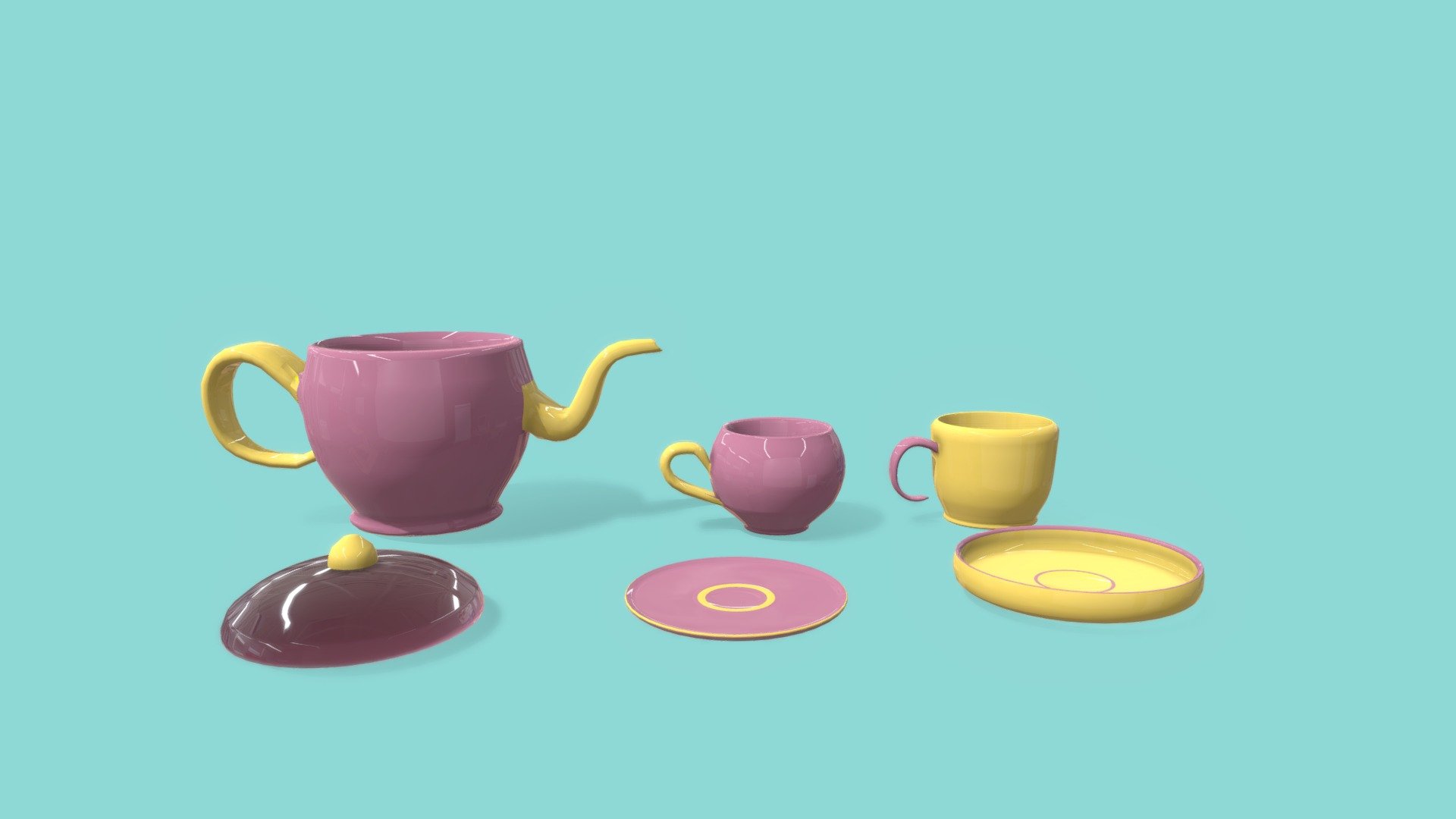 Tea Set - 3D model by Chelsie [e96c0d2] - Sketchfab