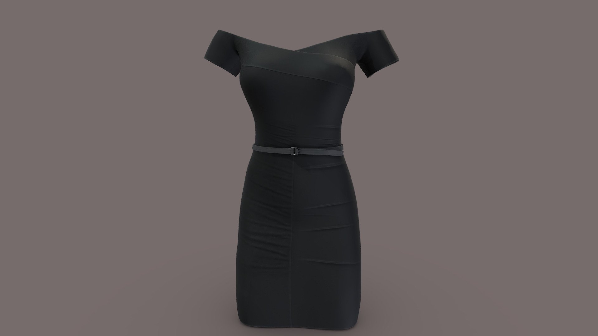Female Off Shoulder Black Short Dress - Buy Royalty Free 3D model by ...