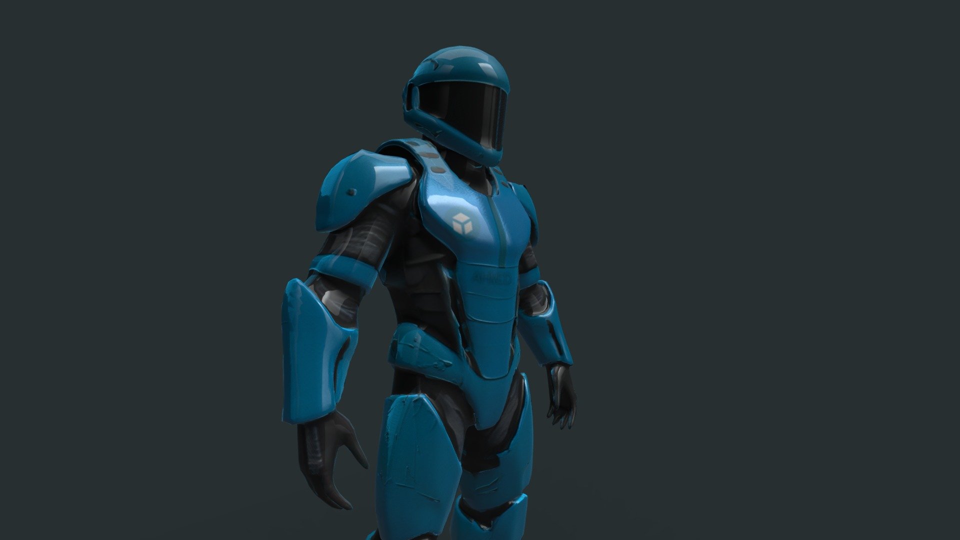 Blue Humanoid Modern Suit and helmet +PBR - 3D model by Ahmed S ...