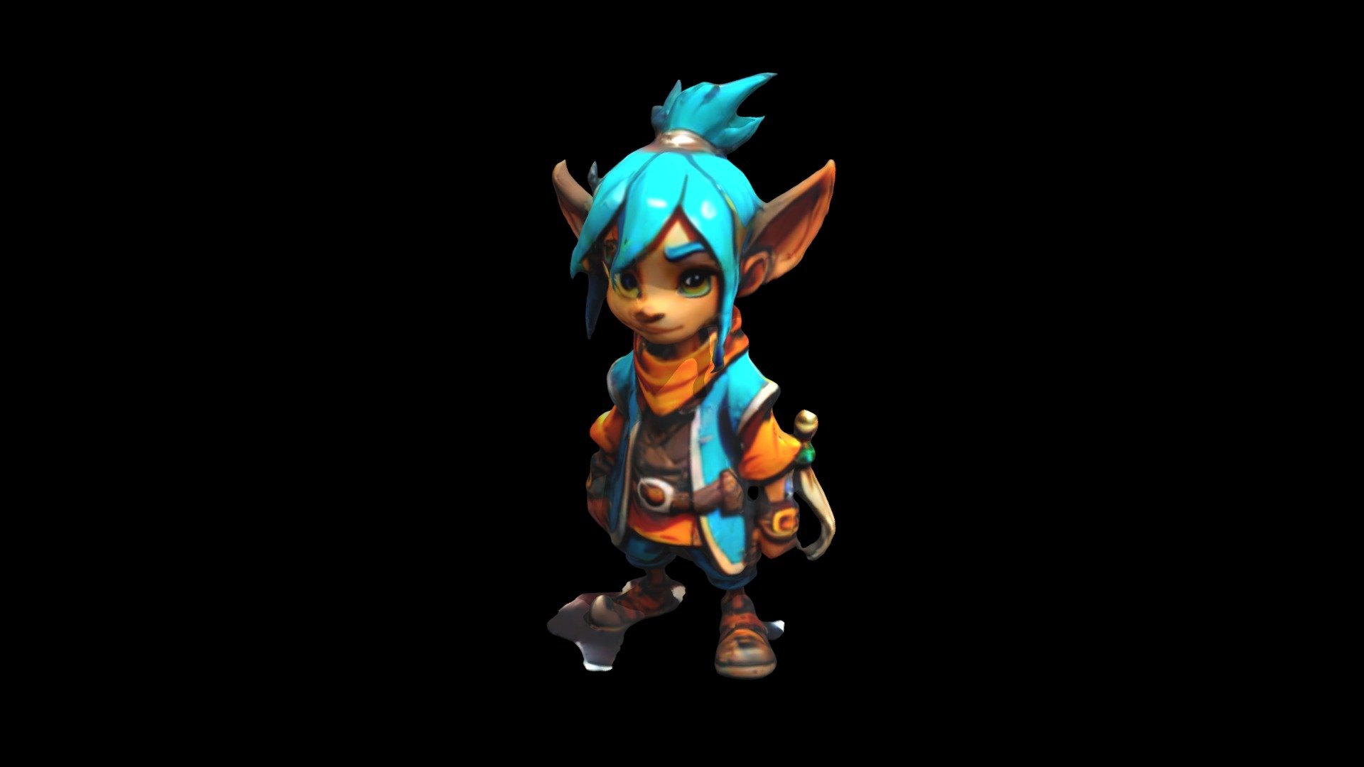 Anime-style portrait of a blue-haired elf with s - Download Free 3D ...
