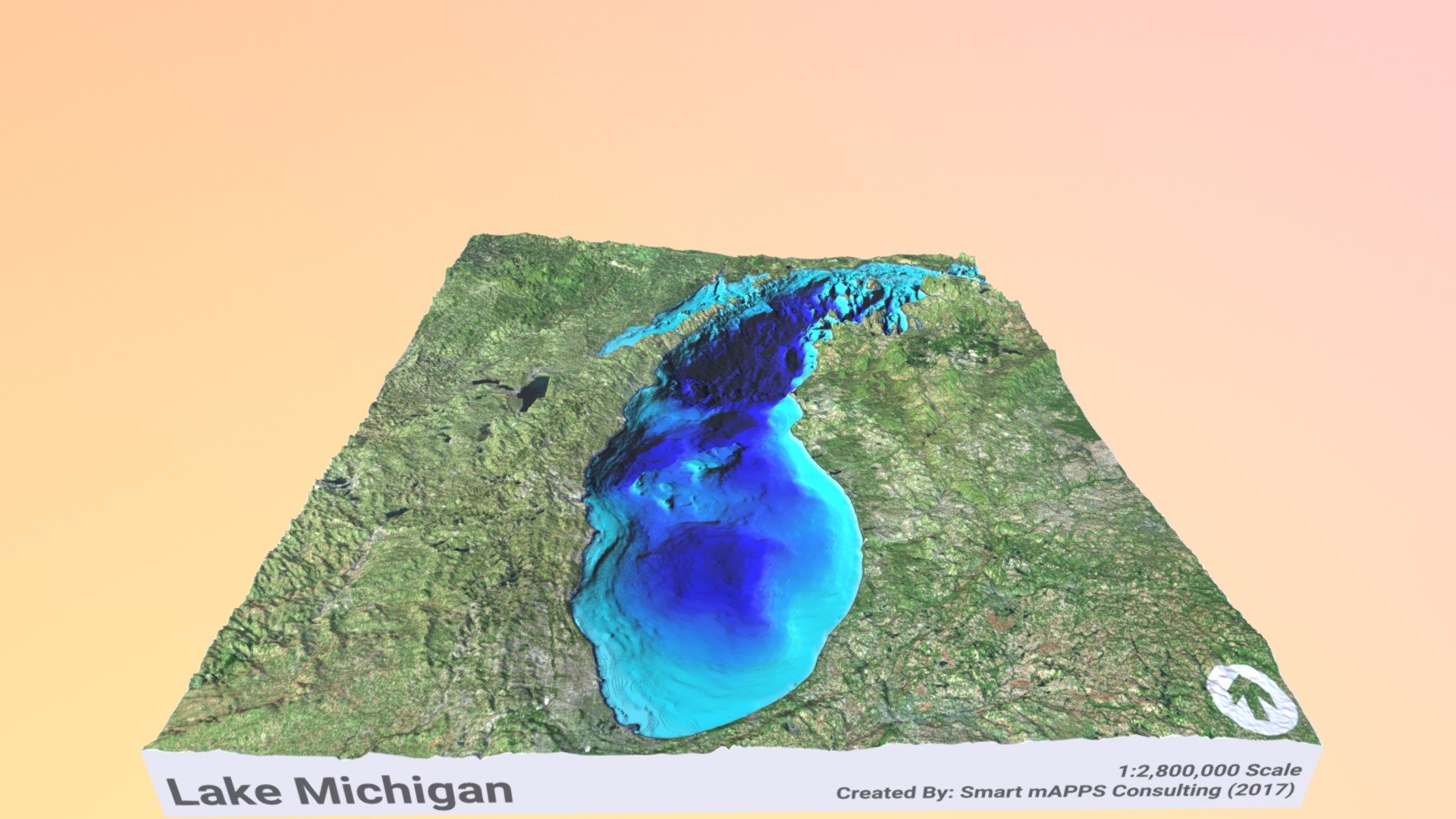 Lake Michigan Bathymetry - 3D model by smartmAPPS [e9c49af] - Sketchfab