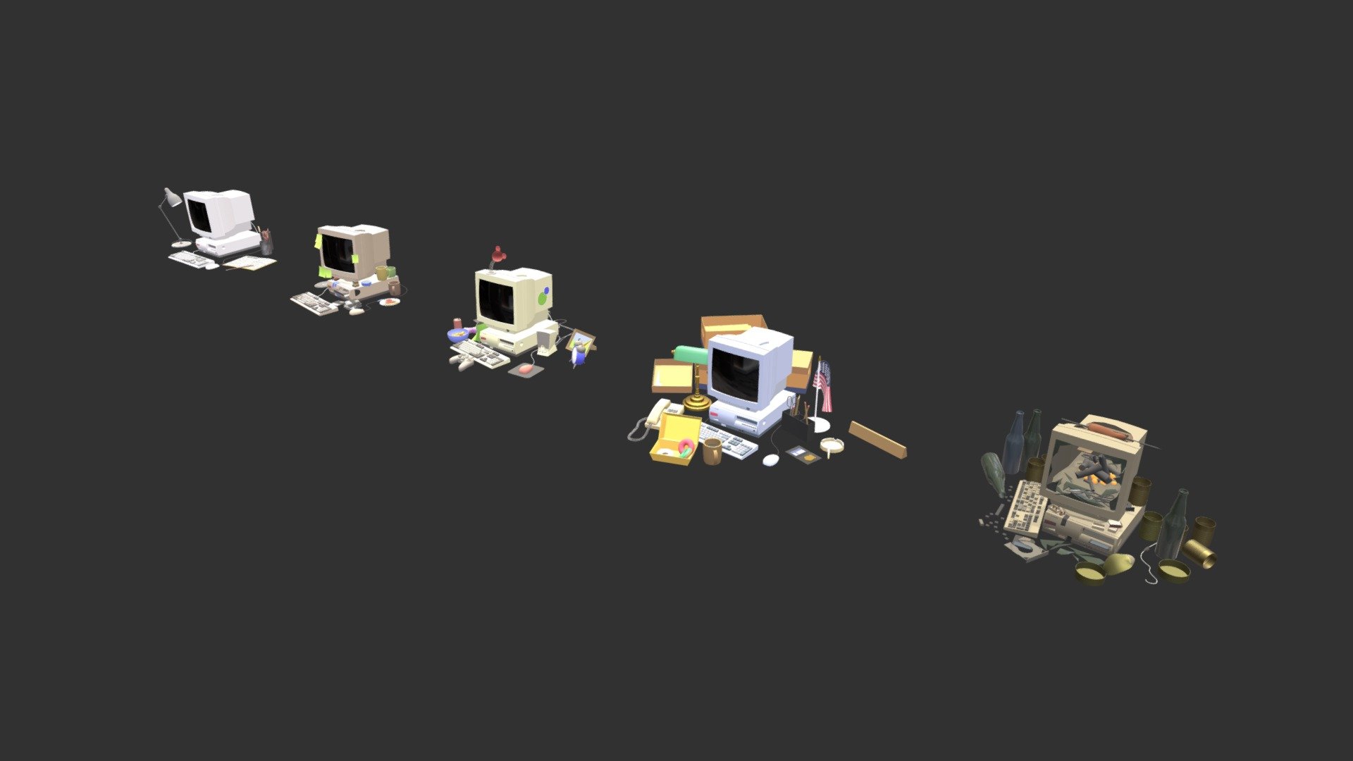 5 destinies of a desktop PC (Homework XYZ) - Download Free 3D model by ...
