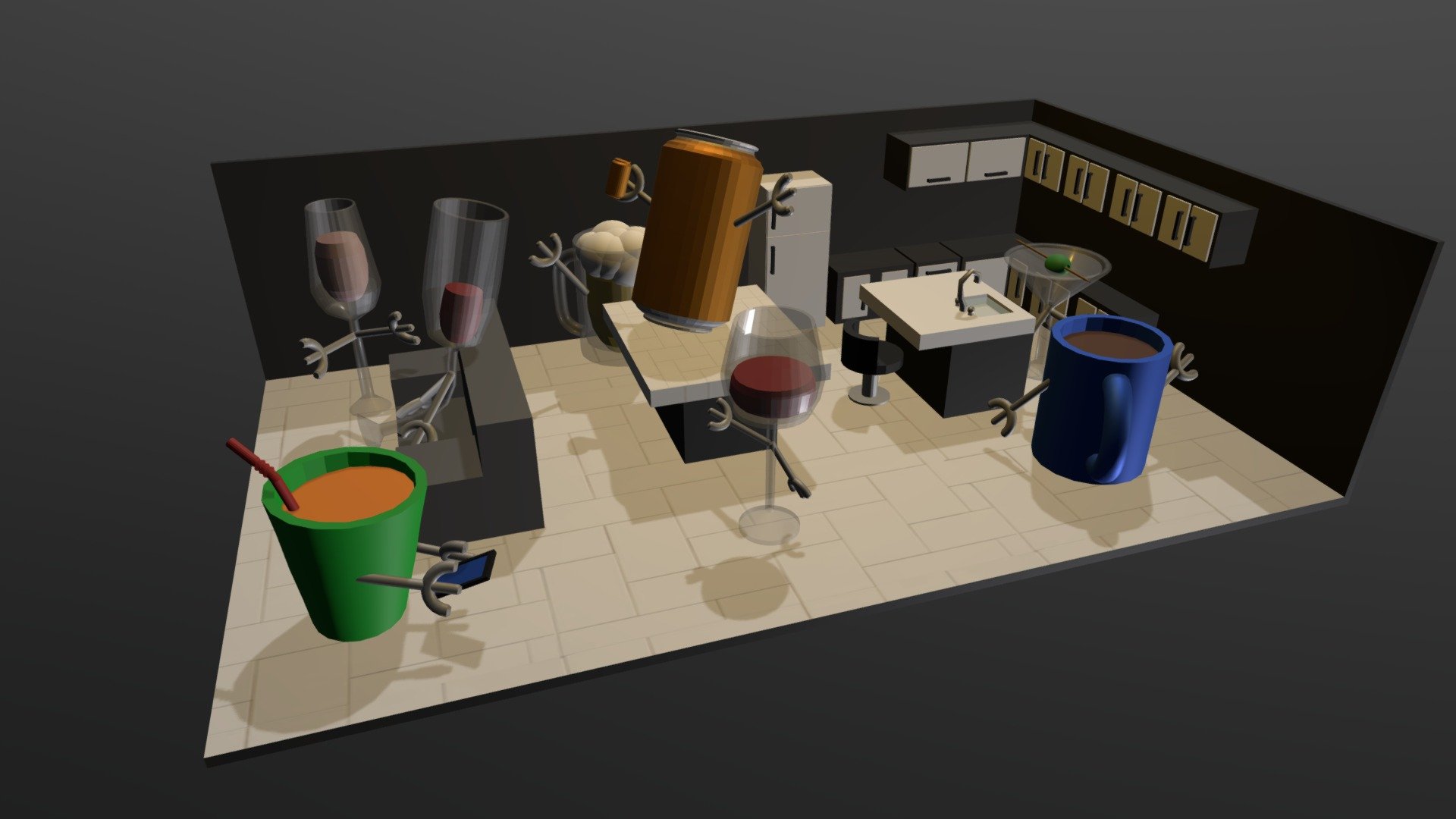 Drinks Party - 3D model by Cédrick Lemaine Romulus (@CedFlamme ...