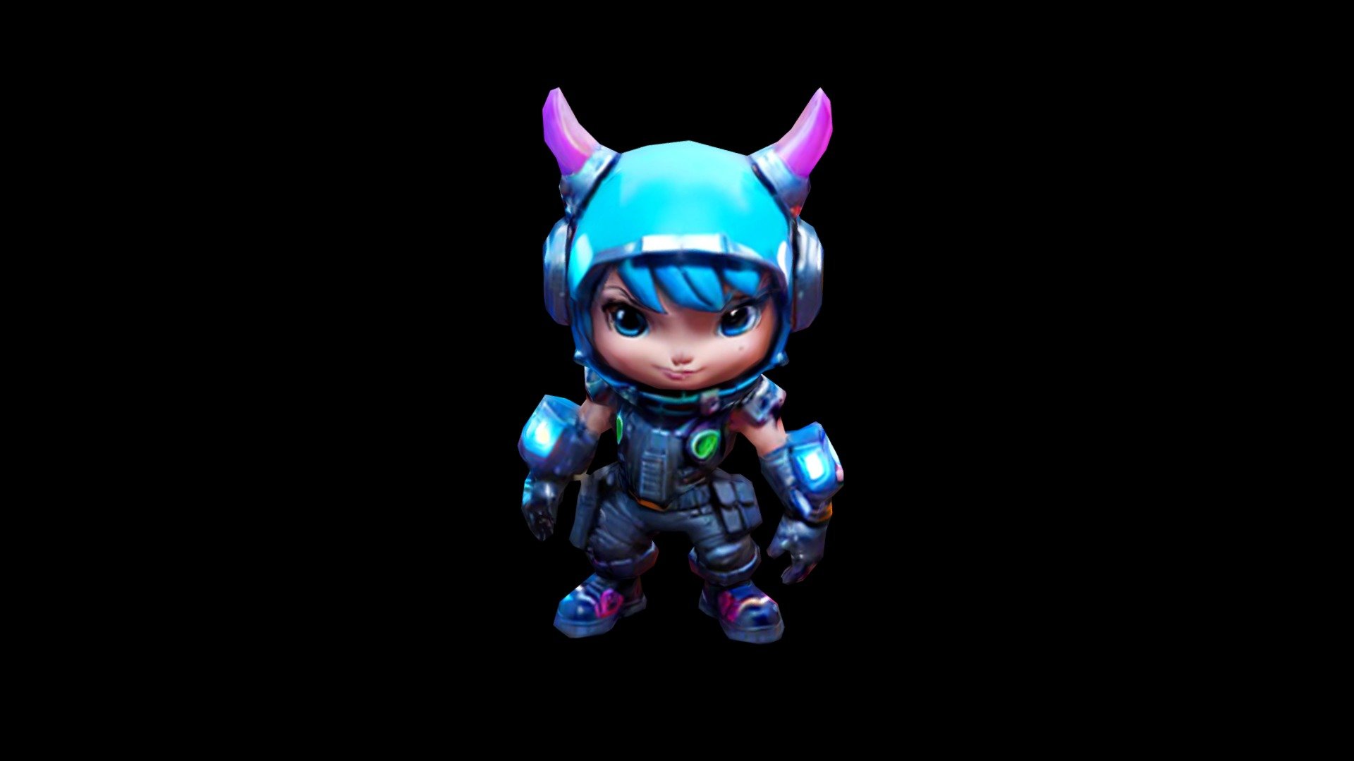 "Chibi Robot with Purple Horns and Futuristic Ge - Download Free 3D ...