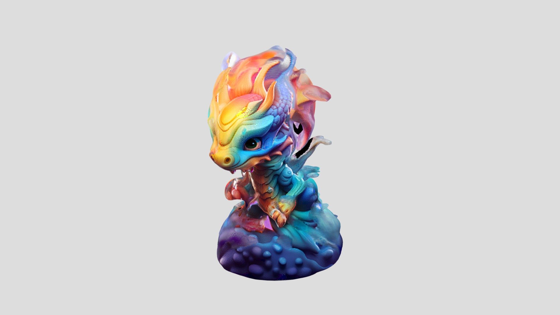 Rainbow Dragon Statue A small, colorful statu - Download Free 3D model ...