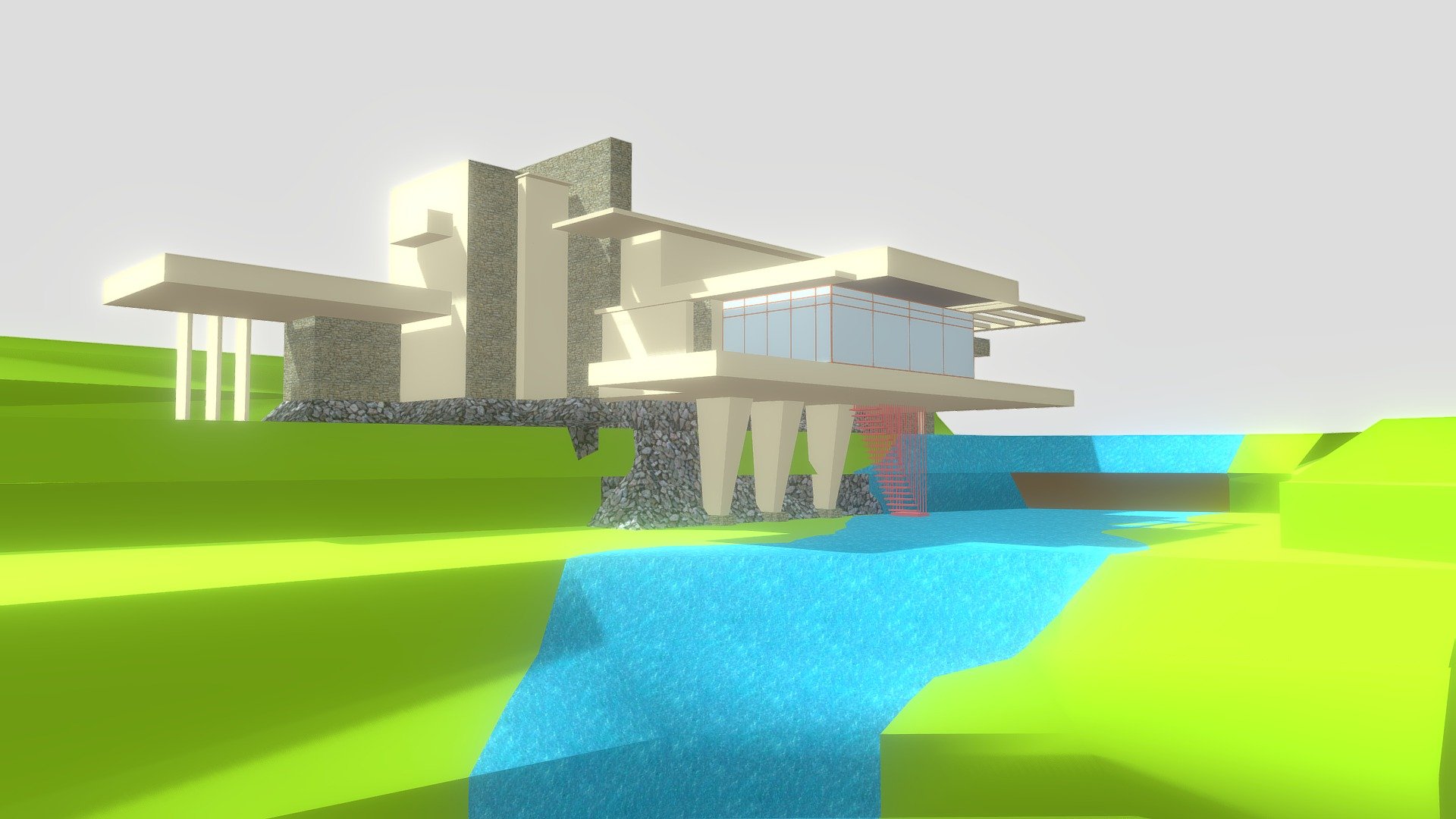 frank lloyd wright falling water - 3D model by Stacked [e9fc2db ...