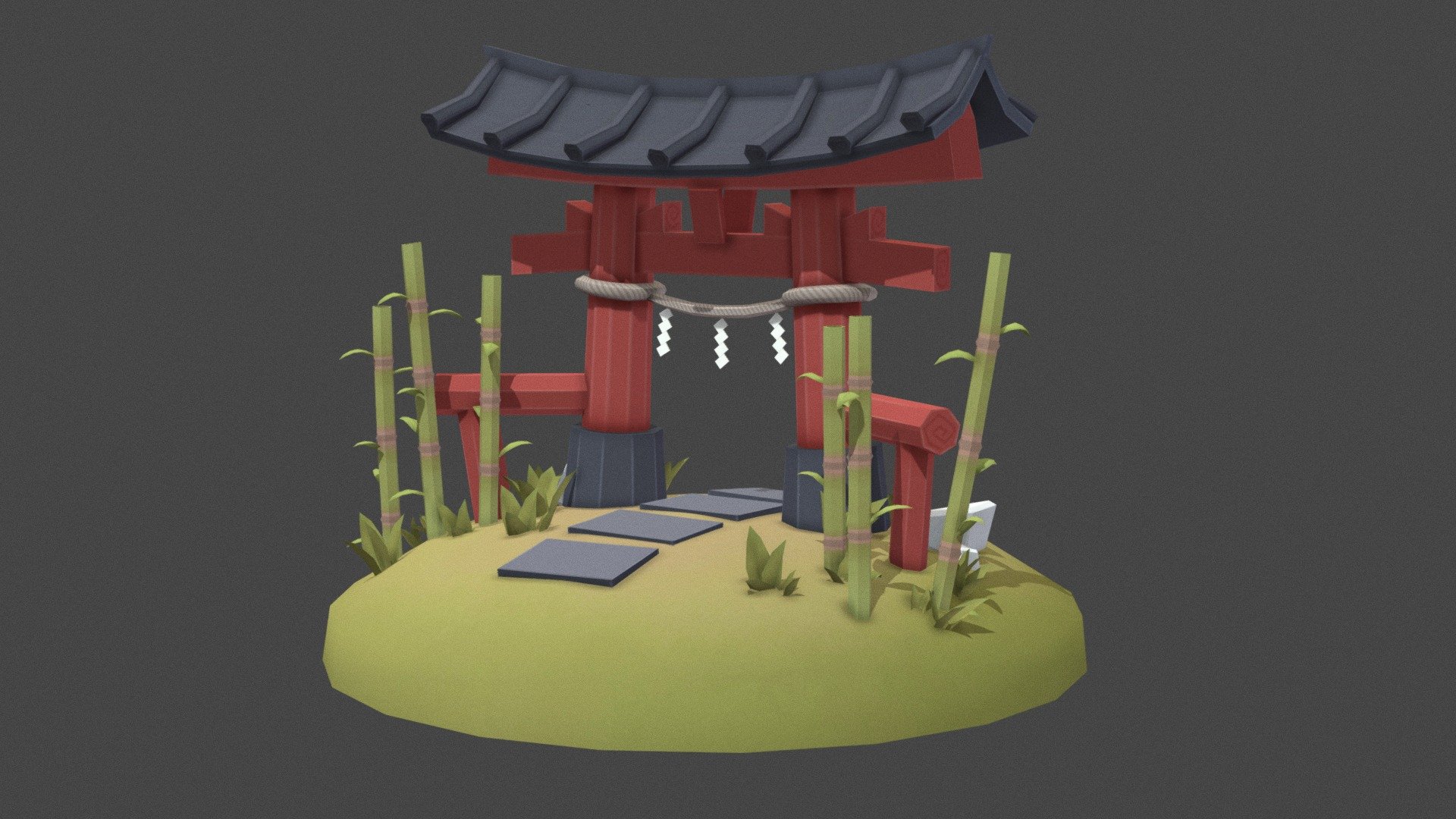 Torii Gate Diorama - 3D model by lemonpies [e9fd7f1] - Sketchfab