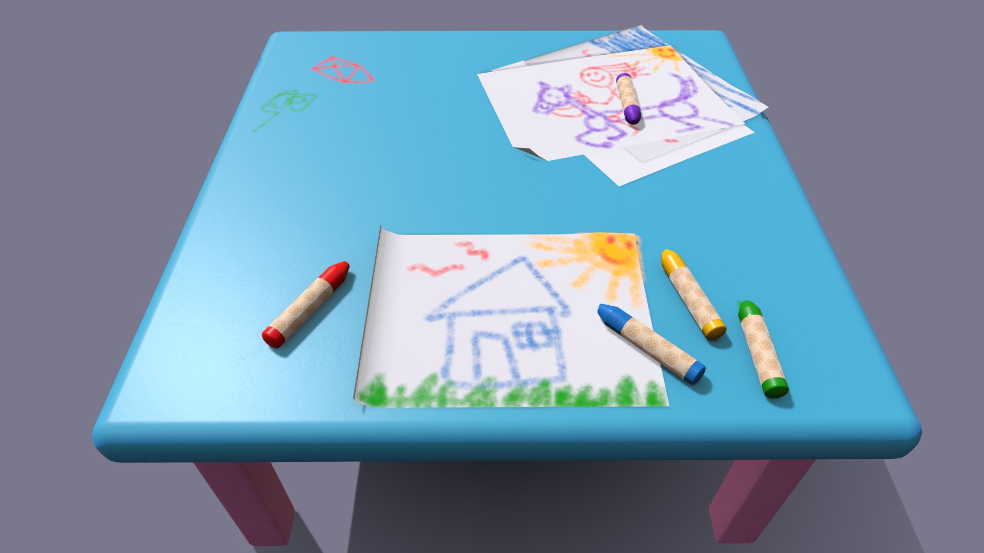 Drawing Table for Children - 3D model by Glimmer (@Glimmerstone ...