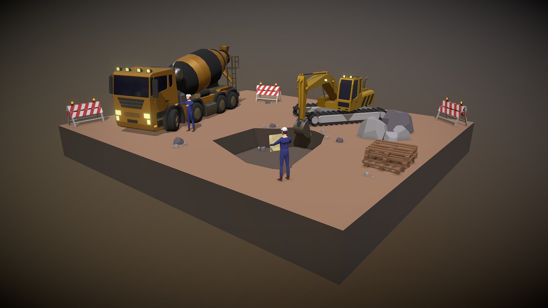 Construction Site - Download Free 3D model by PolyLabs (@polylabs1 ...