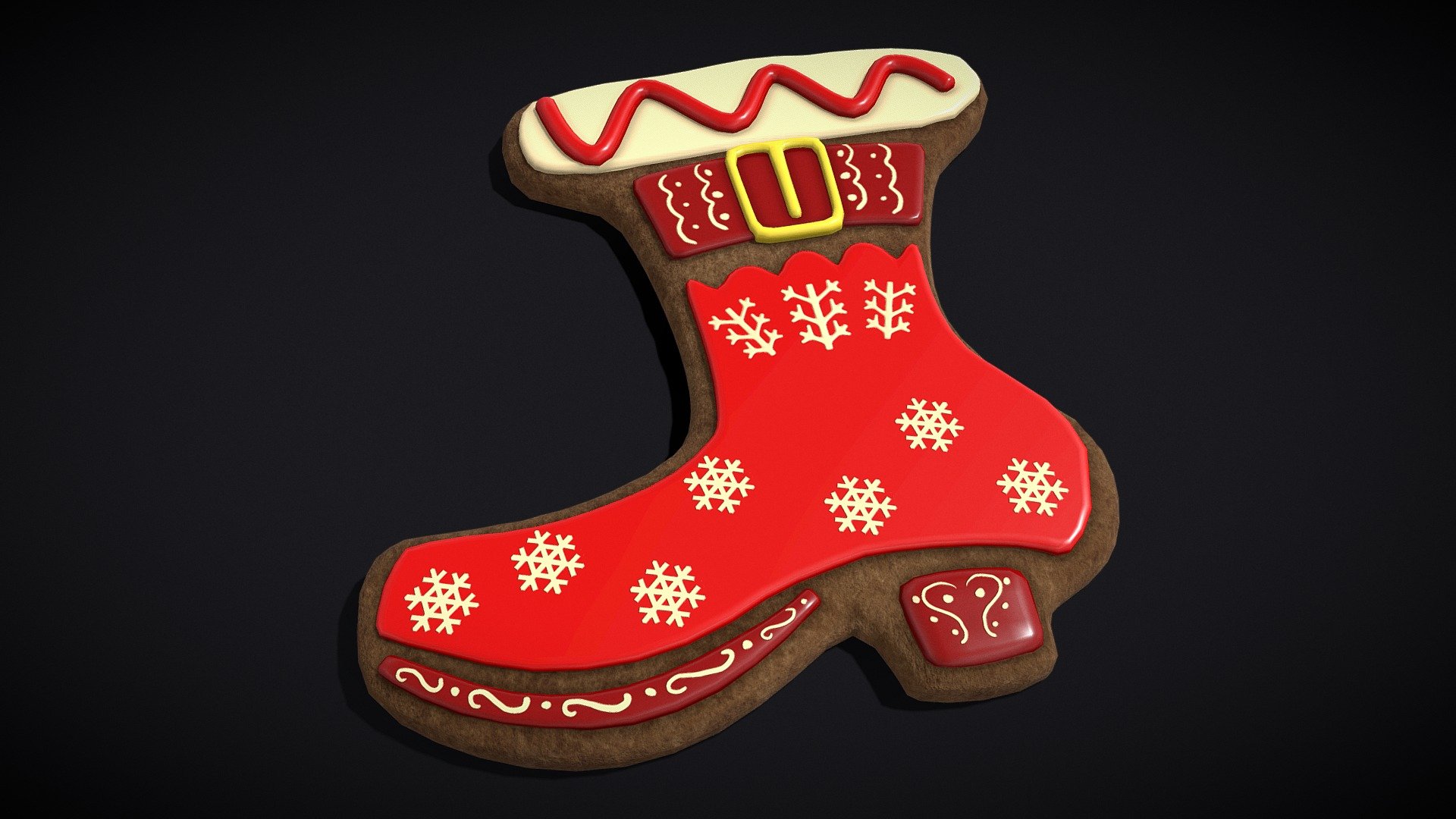 Red White Decorated Gingerbread Boot - Buy Royalty Free 3D model by ...