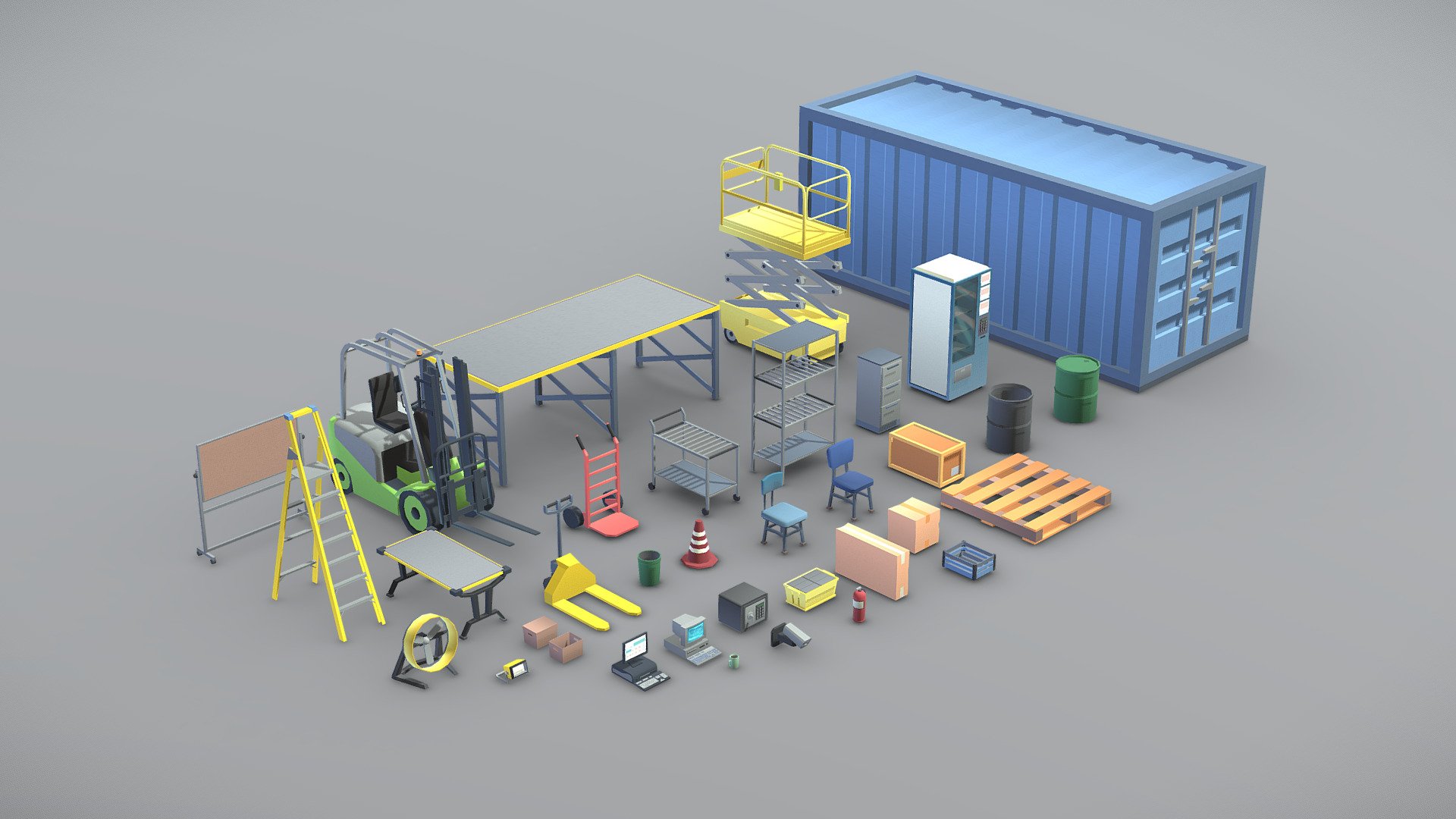 Low Poly Warehouse Props For Games - Buy Royalty Free 3D model by ...