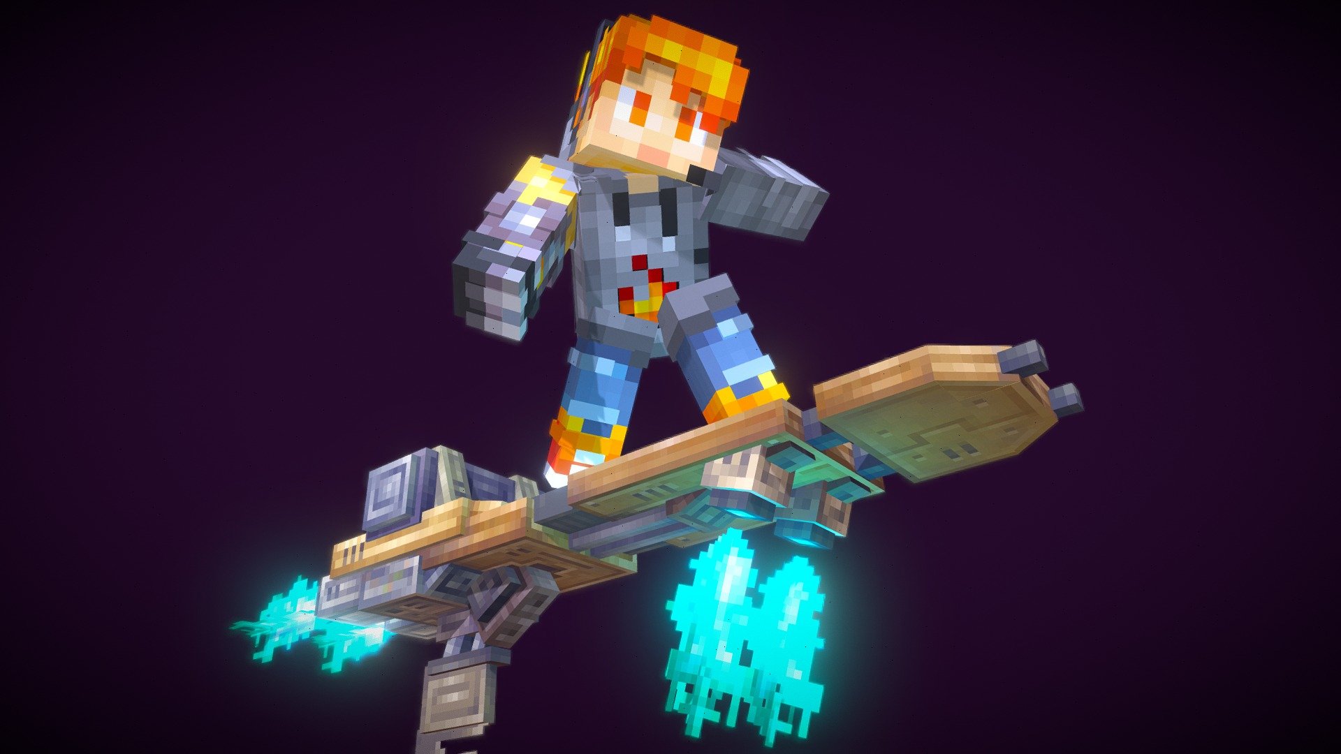 BlockBench "Steampunk flying skateboard" - 3D model by homegaddiel [ea479b9] - Sketchfab