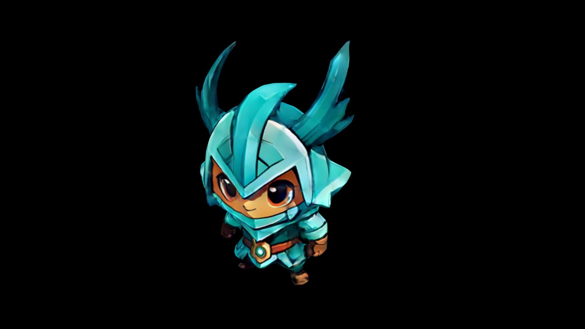 A chibi-style character dressed in green armor a - Download Free 3D ...