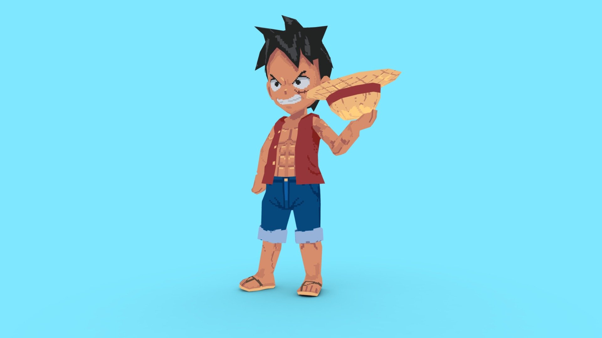 Luffy lowpoly pixelart - 3D model by Raildo GameArt (@raildogameart ...