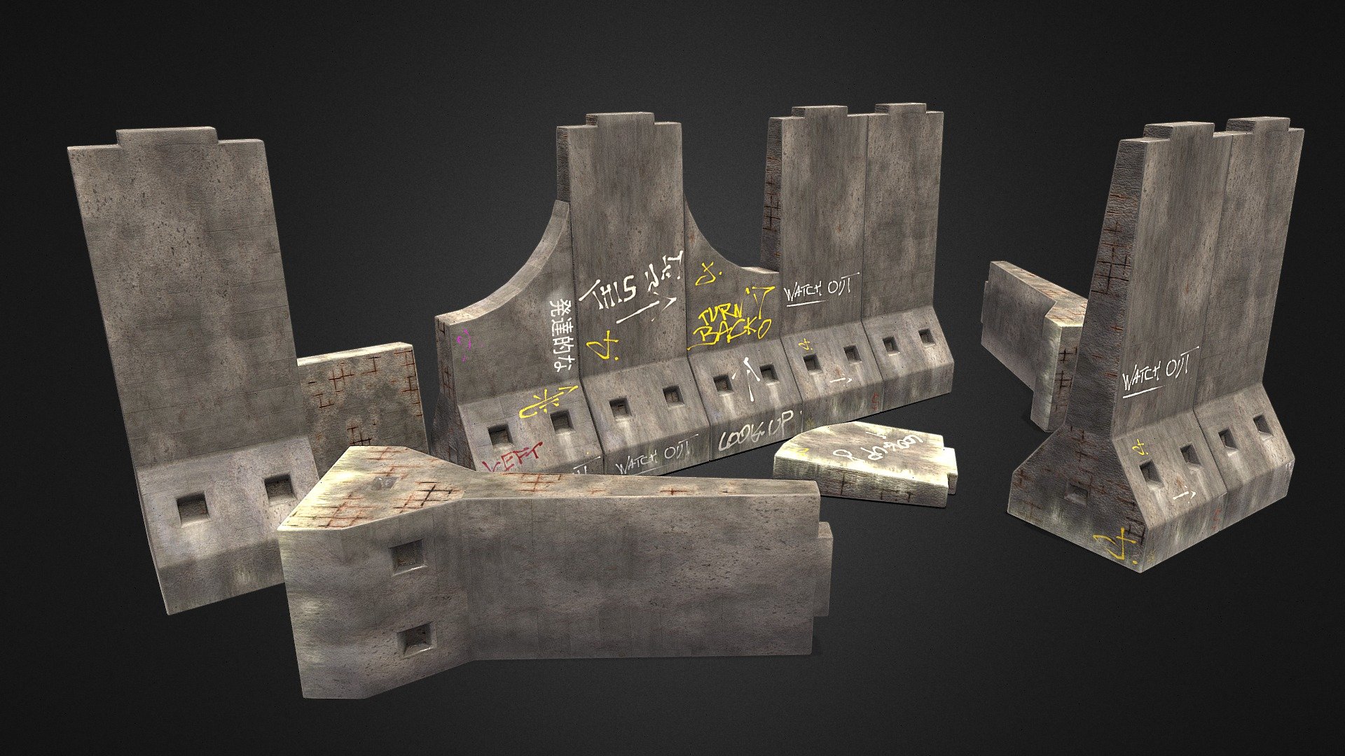 Modular Concrete Blast Walls - Buy Royalty Free 3D model by @blue ...