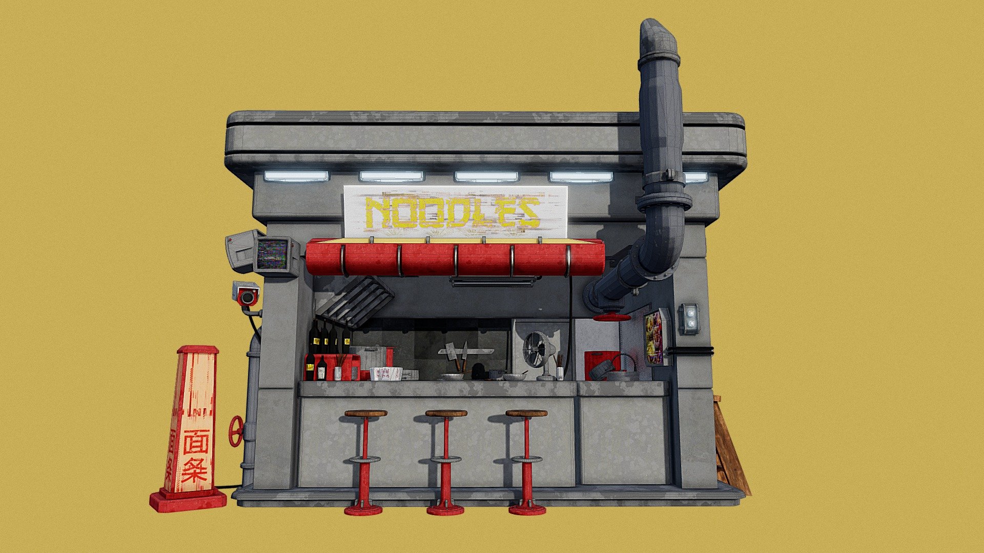 Cyberpunk Restaurant - Buy Royalty Free 3D model by okotaru ...