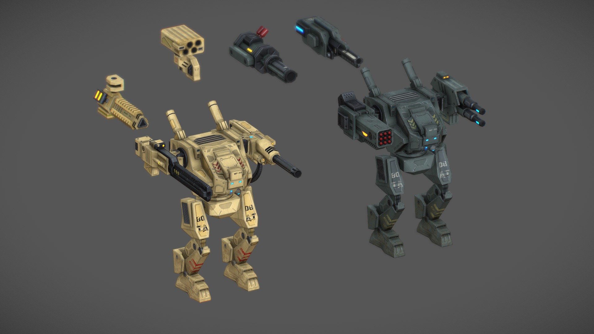 Combat Mech + 8 weapons + 2 skins - Buy Royalty Free 3D model by ...