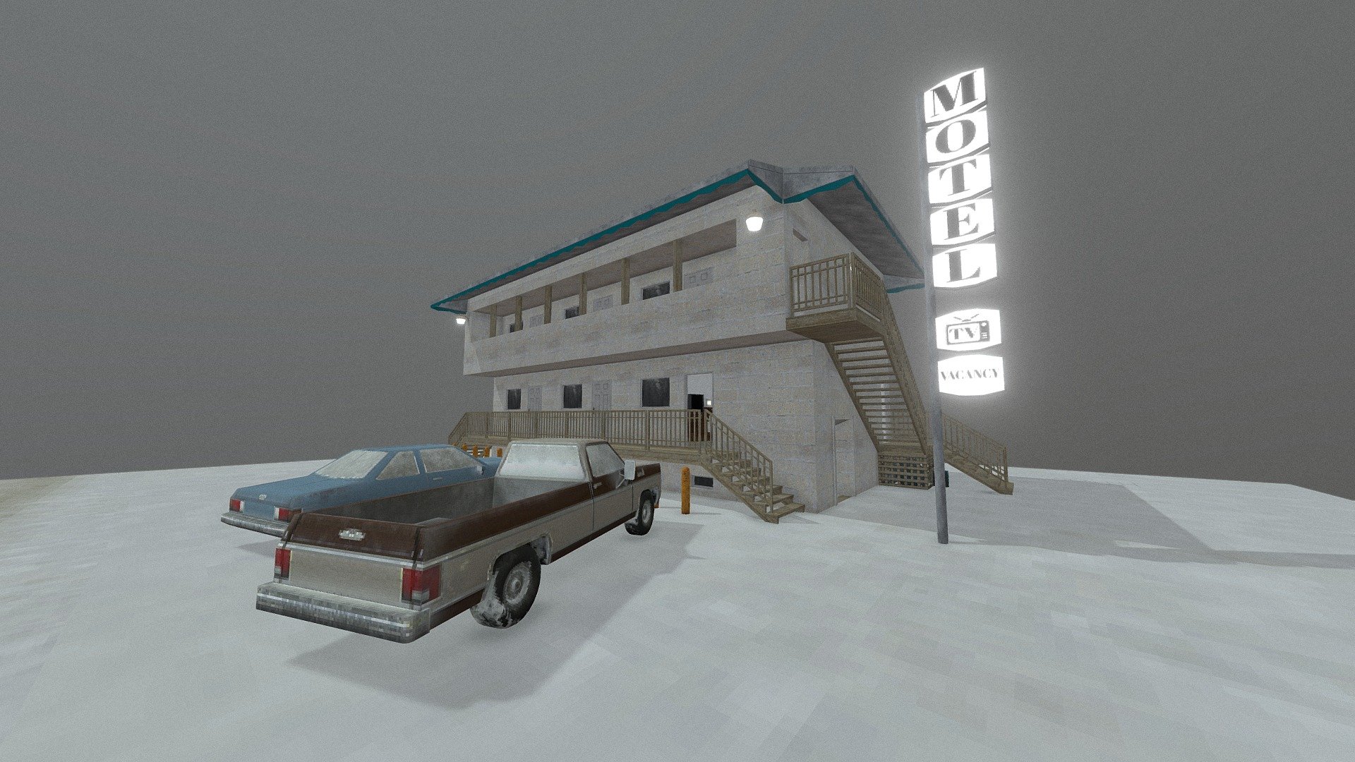 Motel Scene - Download Free 3D model by HippoStance [ea61677] - Sketchfab