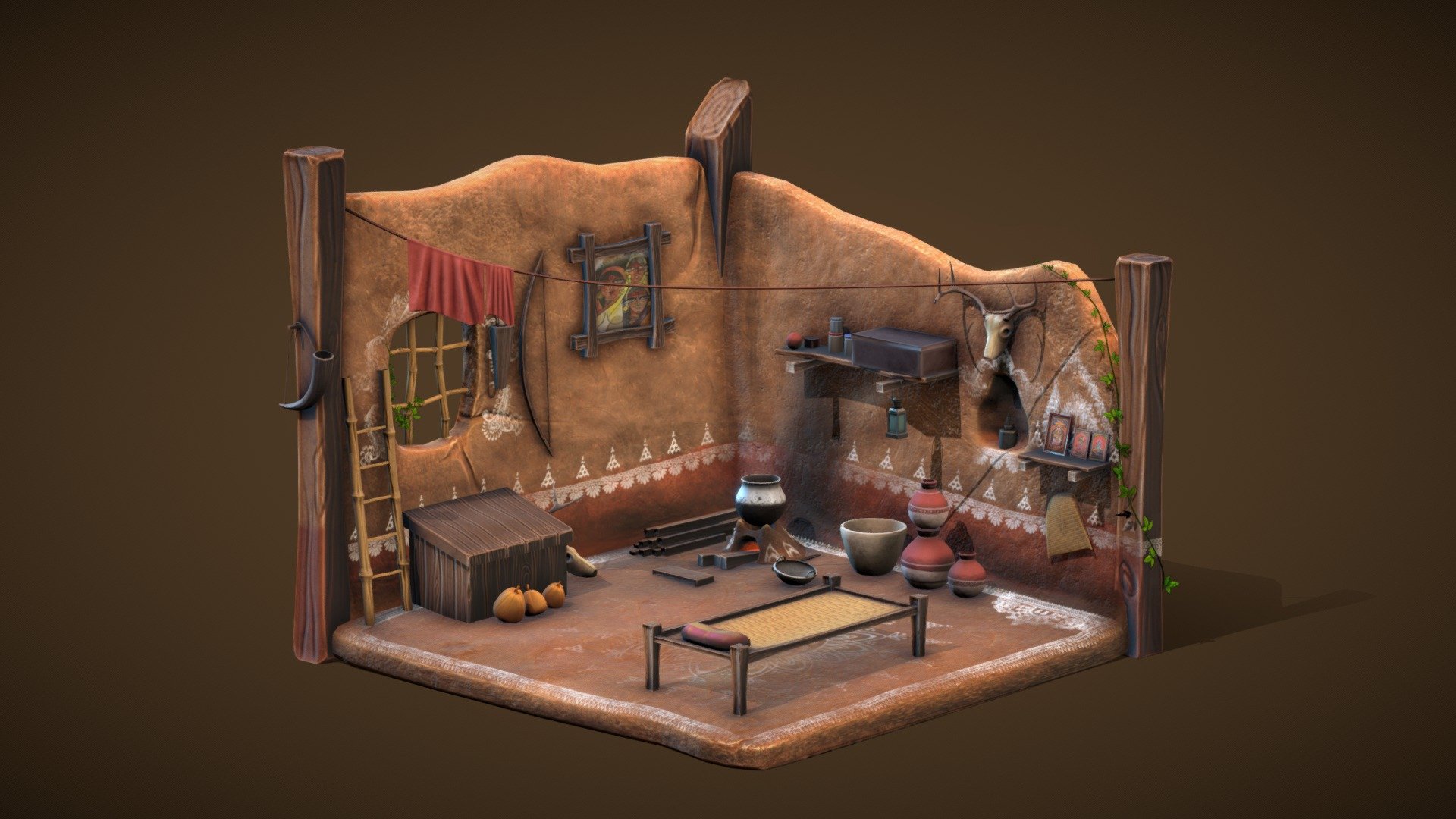 The indian tribal isometric room - 3D model by anilkumar [ea6a00f ...