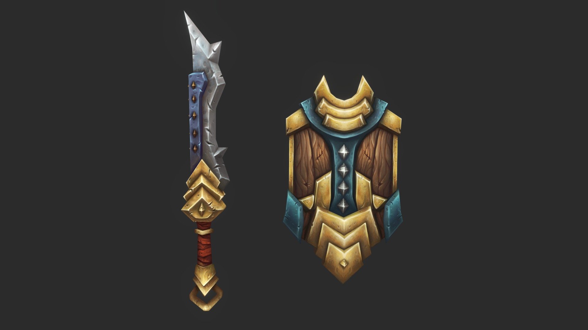 Handpainted Sword and Shield - 3D model by DeSiena (@funosaurus ...