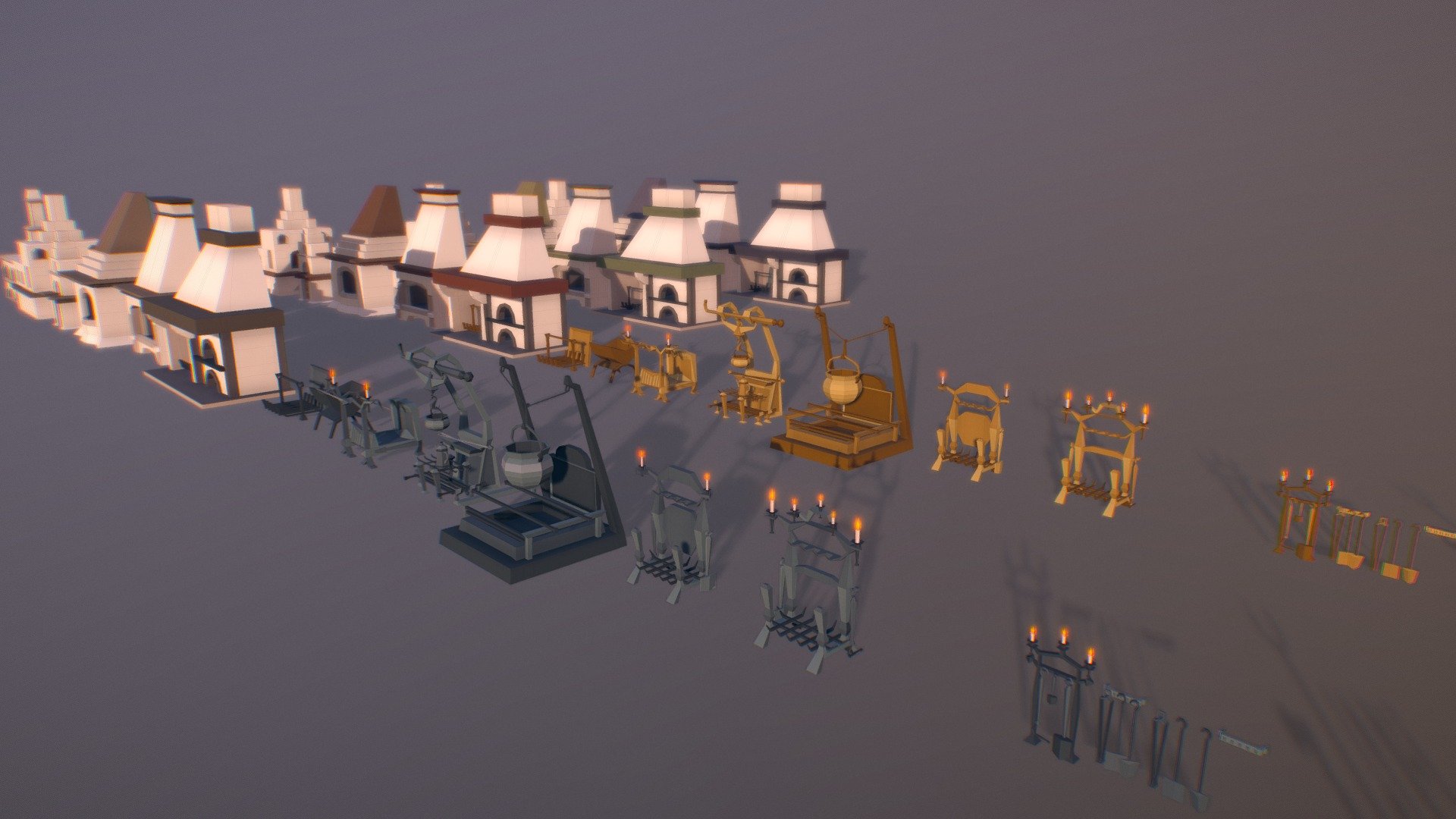 Ovens, Fireplaces and Fire Tools ( Low Poly ) - 3D model by Larolei Low ...