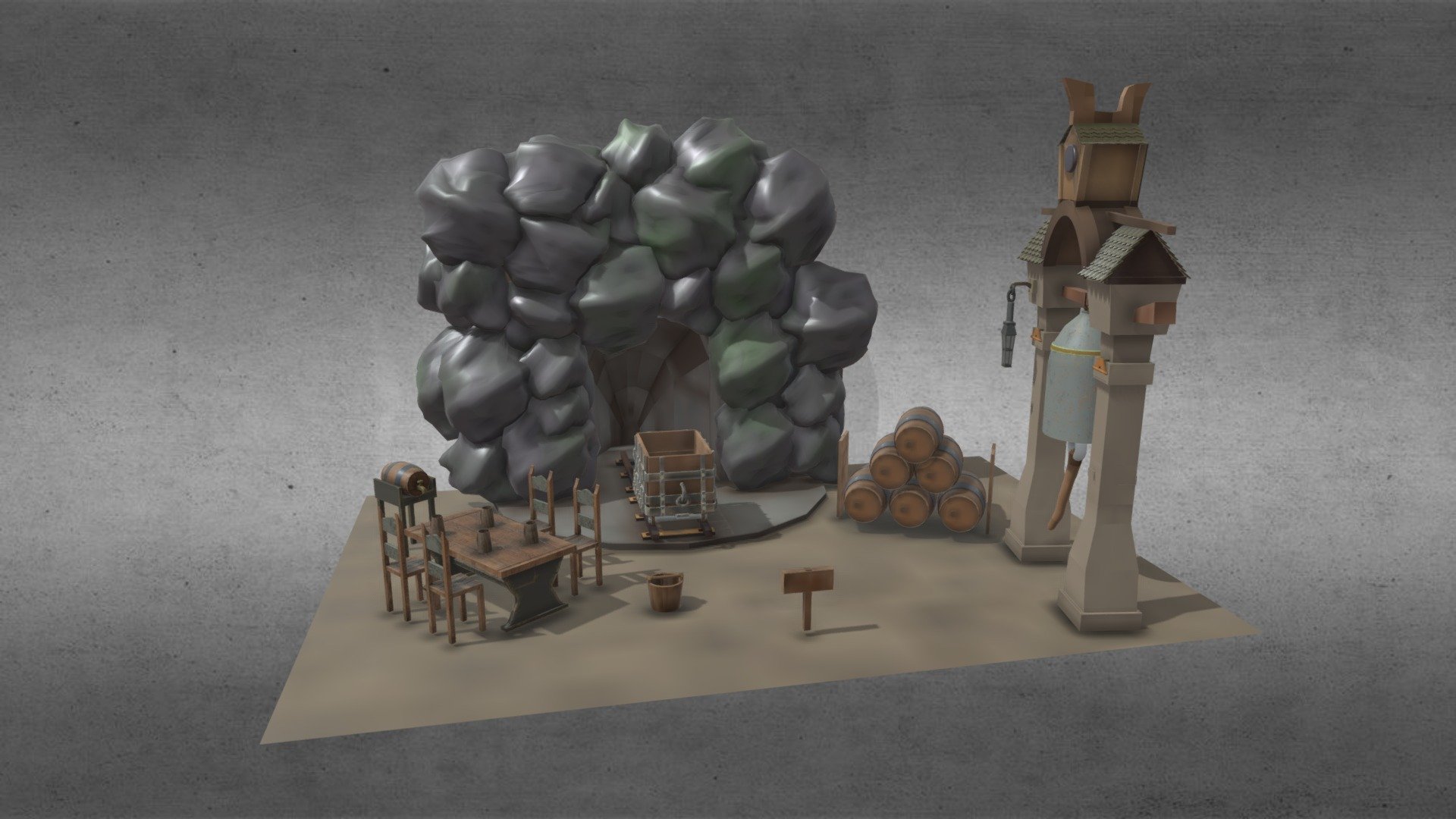 cave entrance - 3D model by lautaroDillon [ea901b1] - Sketchfab