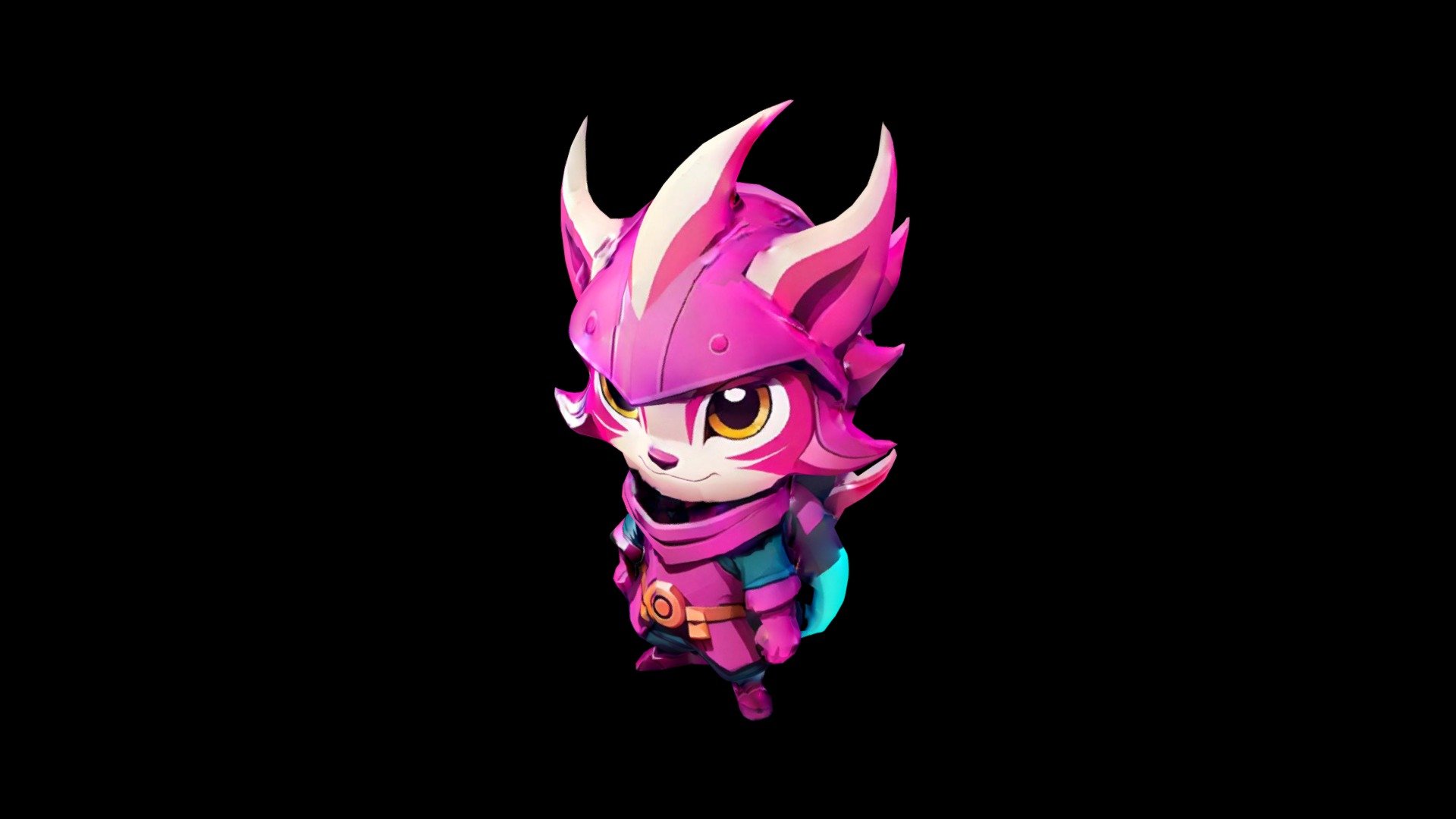A pink and purple chibi character with a helmet - Download Free 3D ...