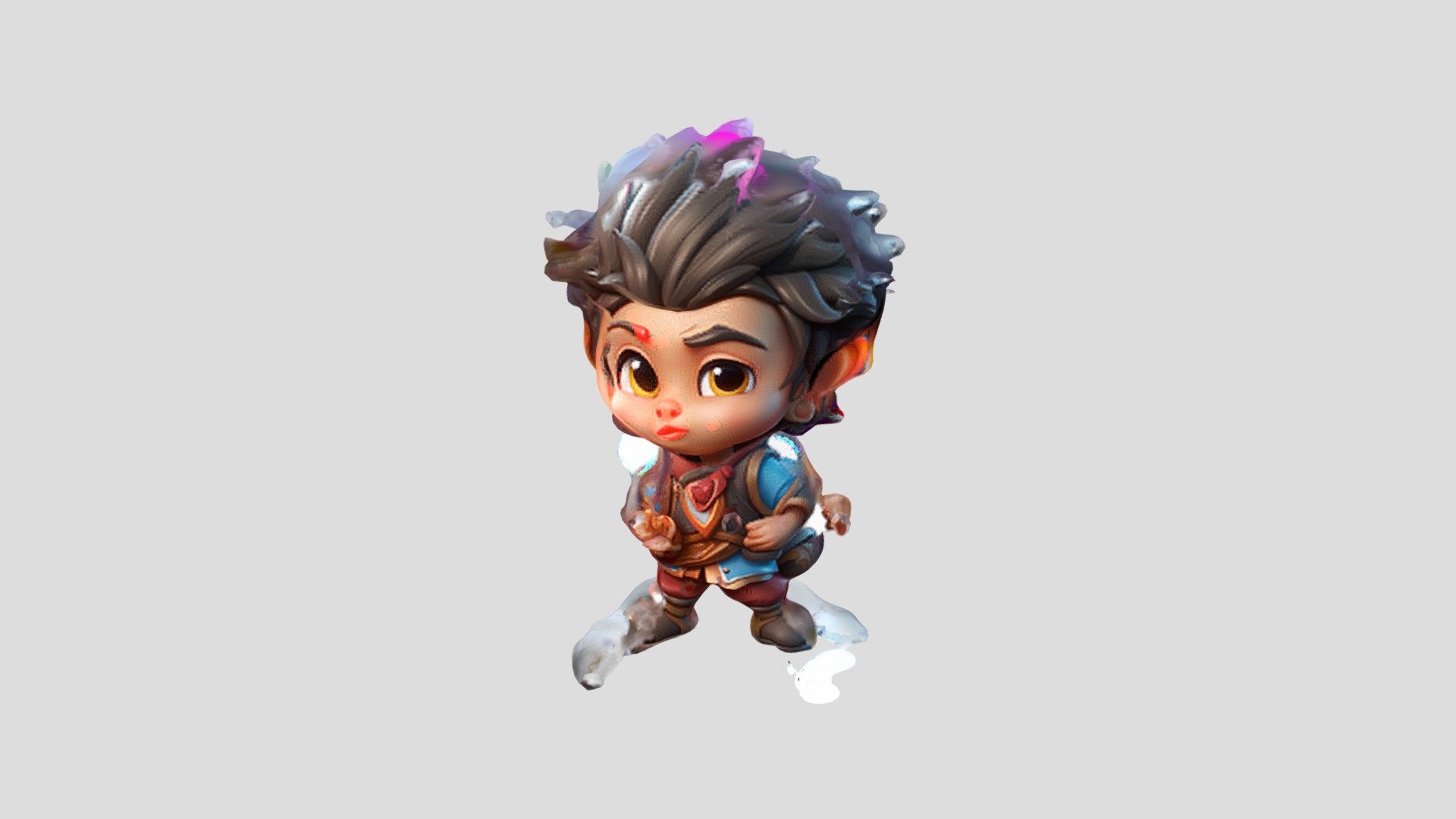 Cute little boy with brown hair and a blue shir - Download Free 3D ...