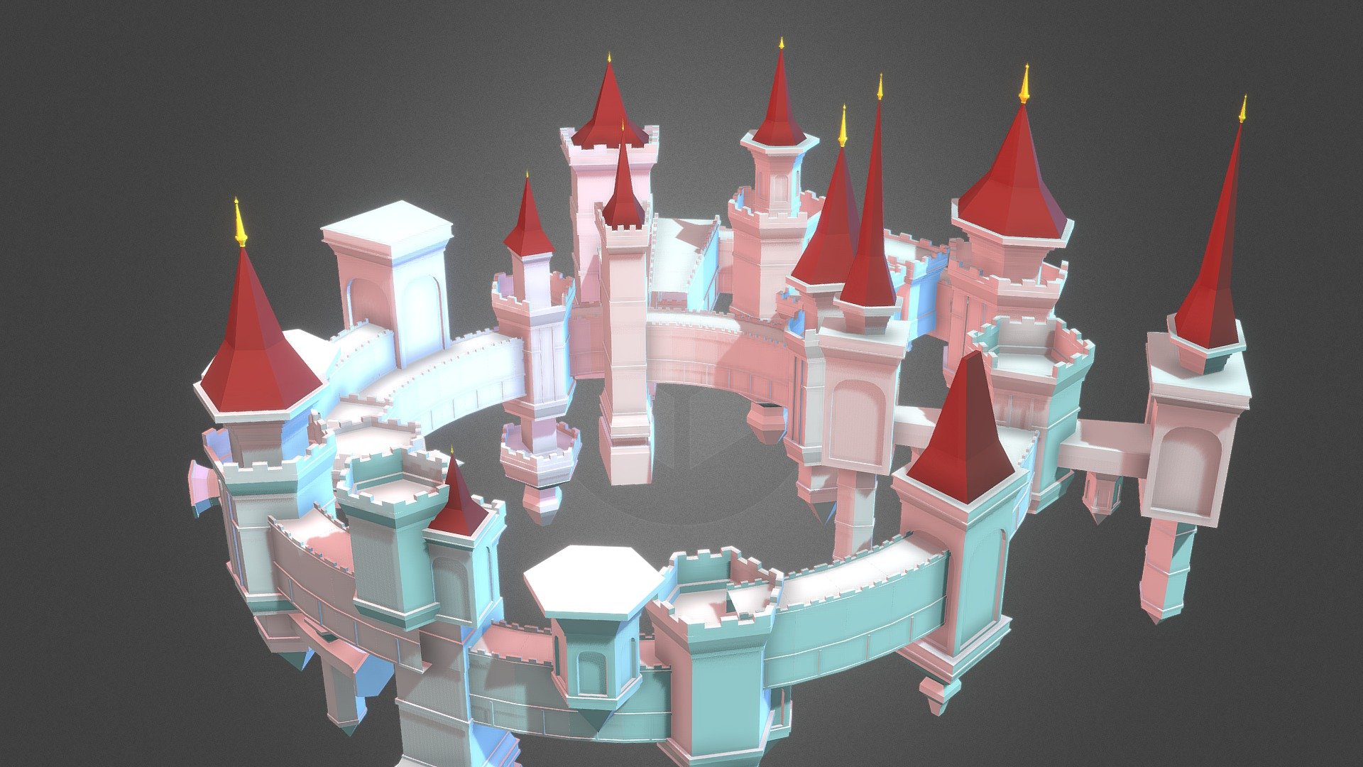 Low Poly Fantay Castle - 3D model by deku media (@dekumedia) [eaa98ea ...