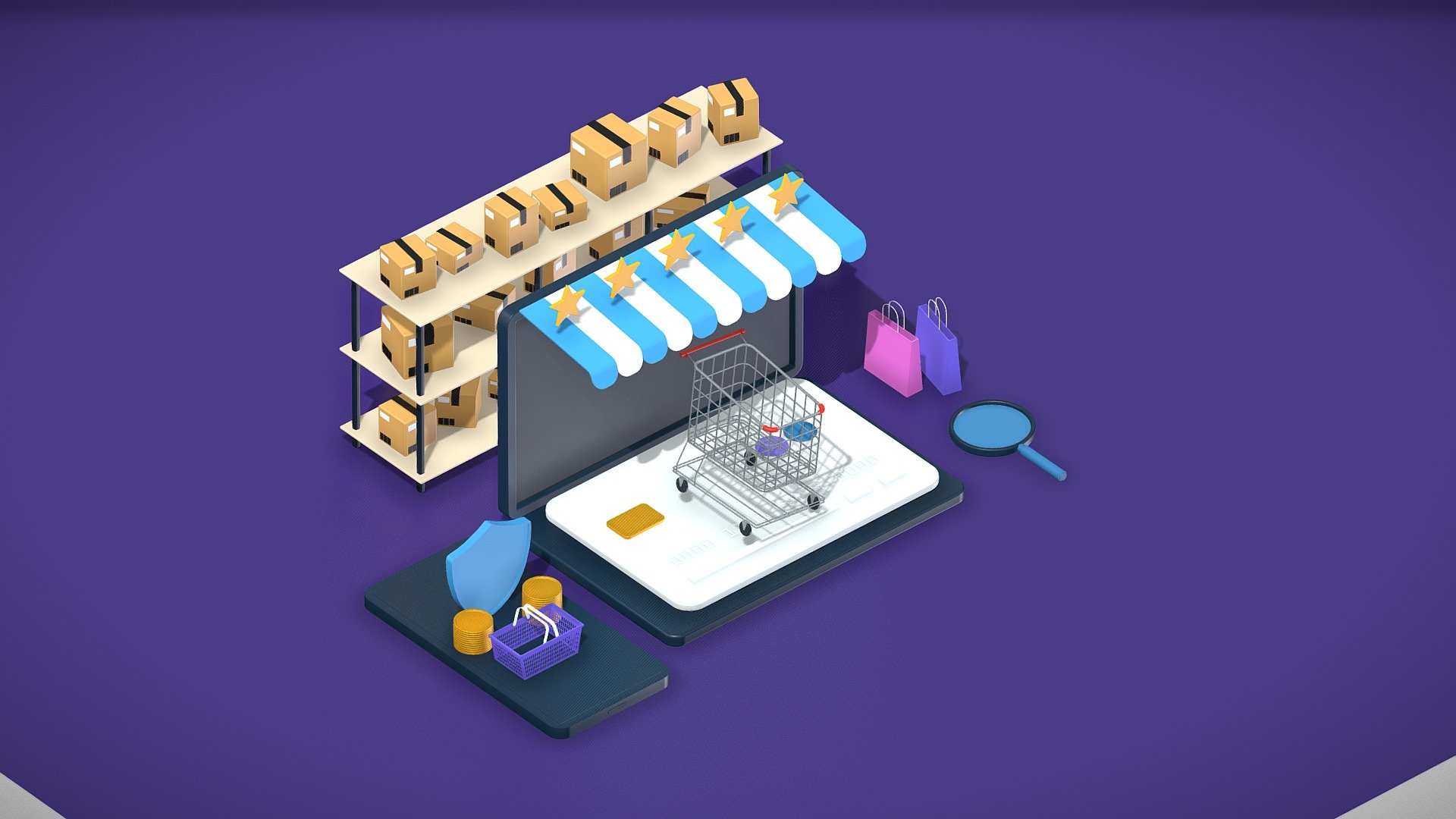 E-commerce - 3D illustration - Buy Royalty Free 3D model by cpineda3d ...