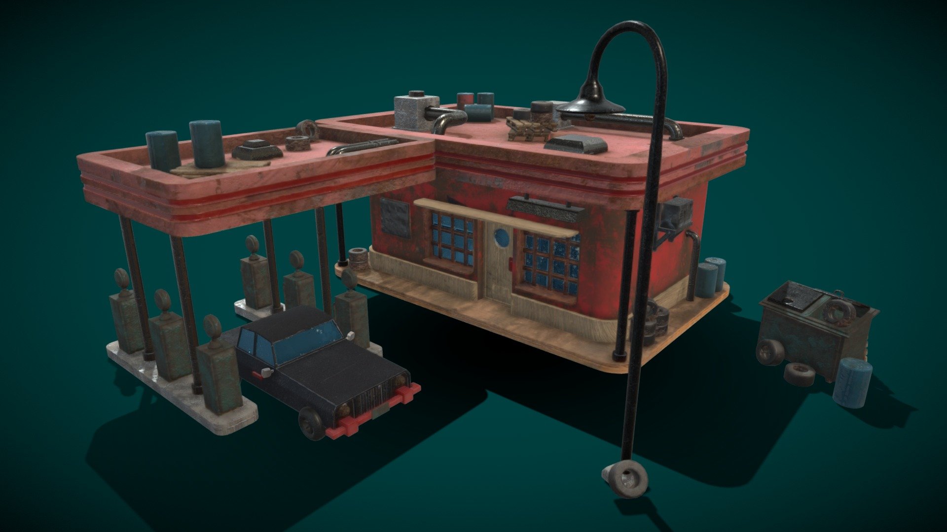 Rusty Gas Station - 3D model by Julian Hoogendoorn (@JulianHoogendoorn ...