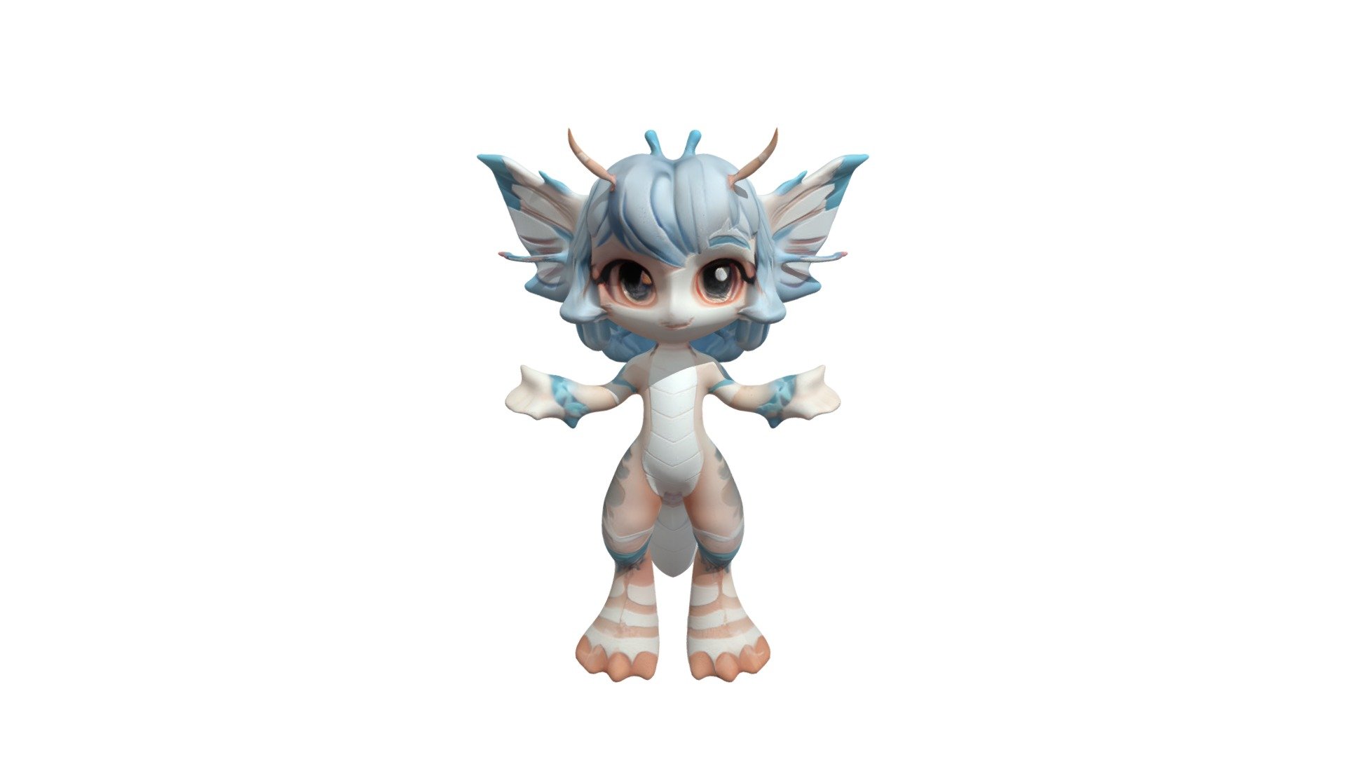 cute chibi dragon-like humanoid character with - 3D model by ...