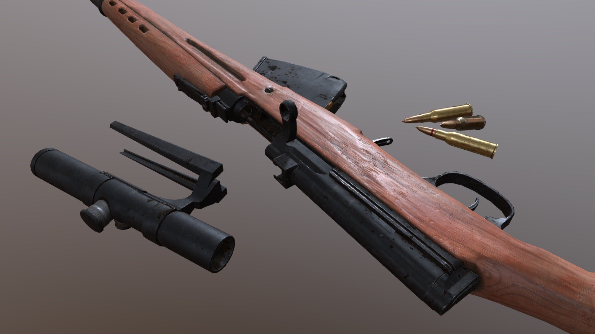 SVT-40 Semi-Automatic rifle - PBR Low Poly Model - Buy Royalty Free 3D ...